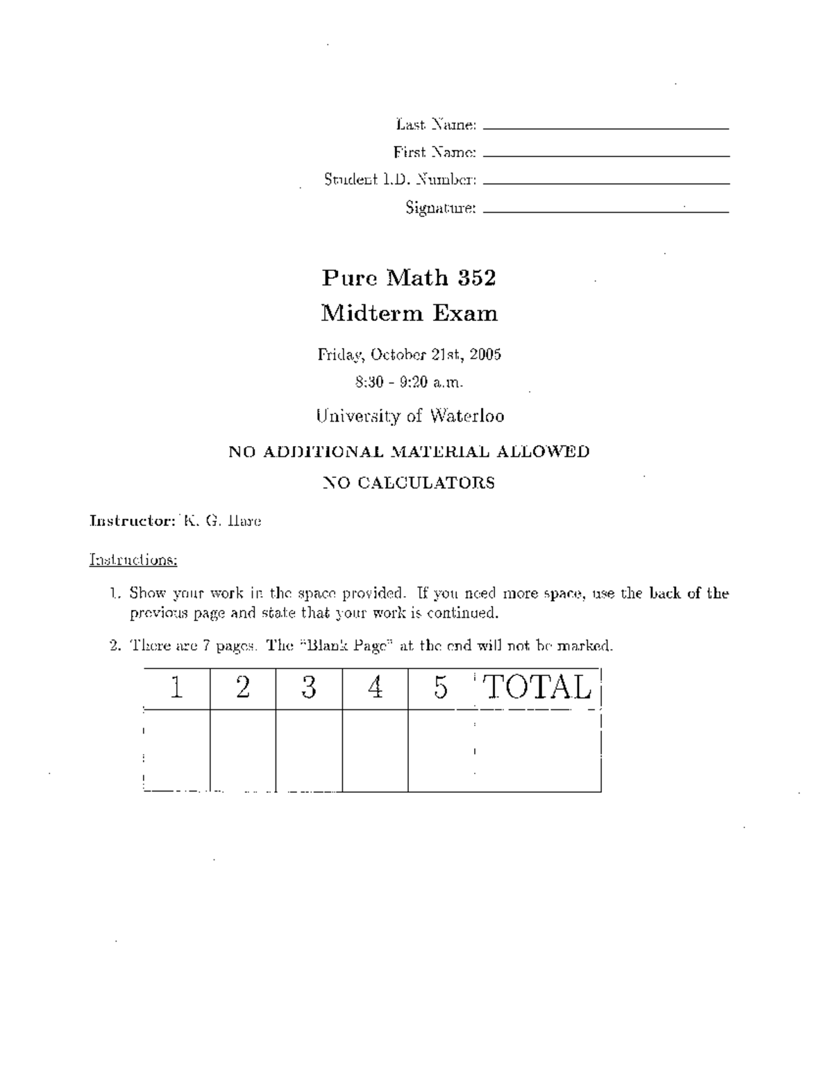 Exam 21 October 2005, questions - Pmath 352 - Studocu