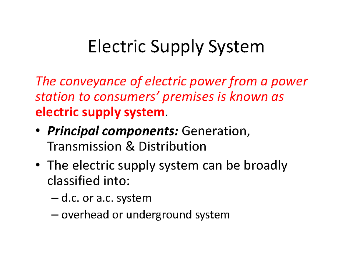 Lecture 9 Supply Systems - Warning: TT: undefined function: 32 Electric ...