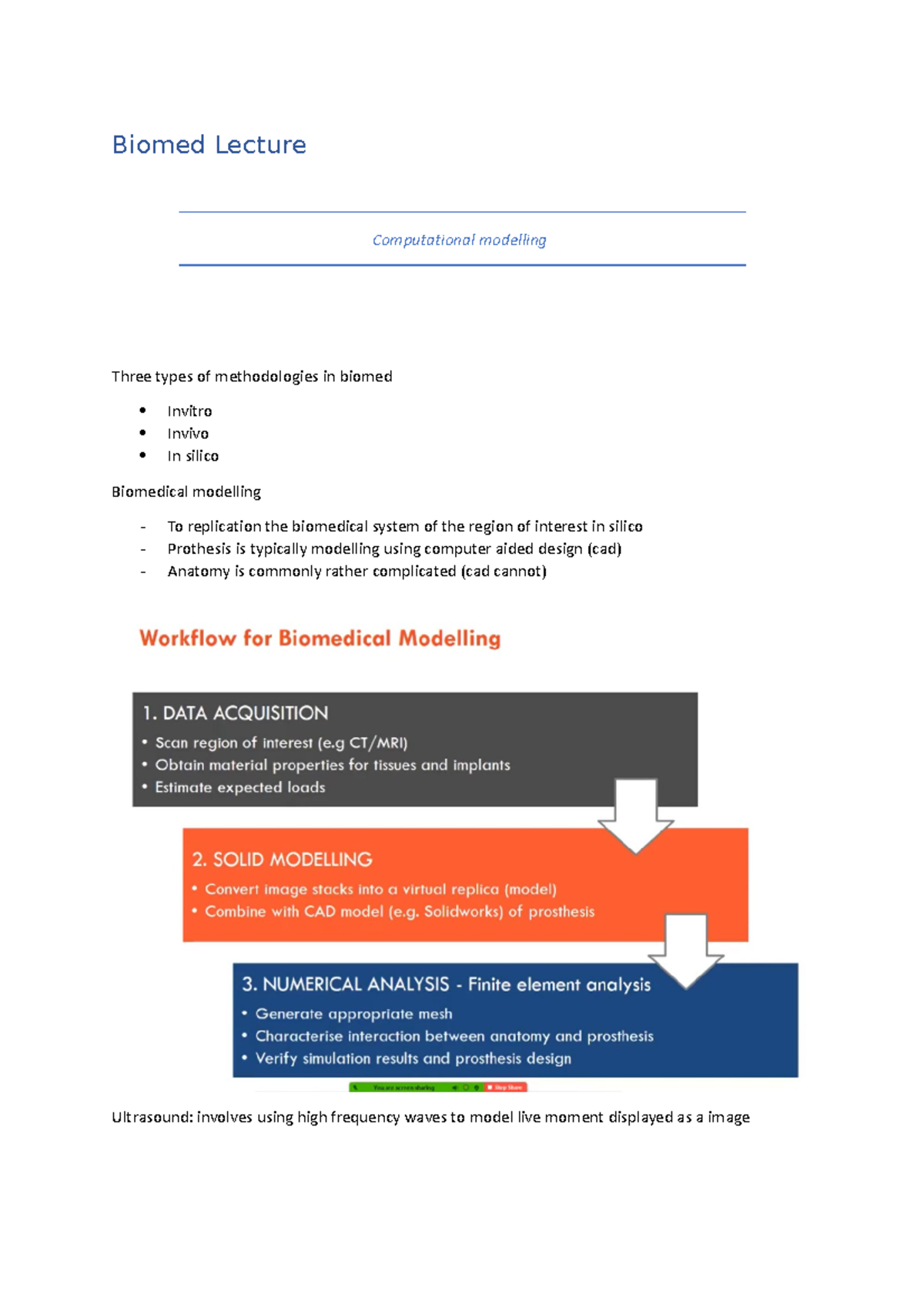 Biomed Lecture - notes - Biomed Lecture Computational modelling Three ...