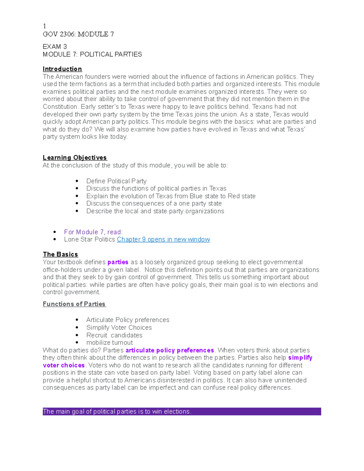 GOV 2306- Module 7-LEE - GOV 2306: MODULE 7 EXAM 3 MODULE 7: POLITICAL ...