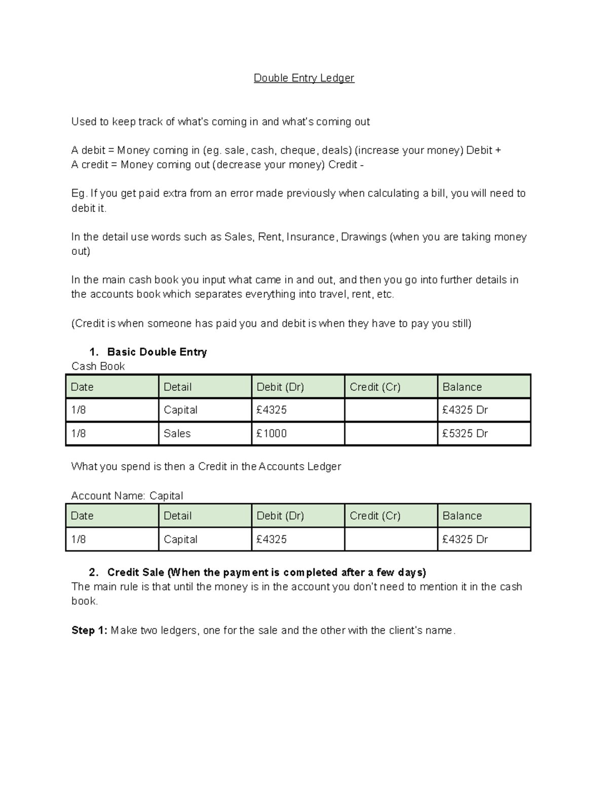 Double Entry Ledger - Double Entry Ledger Used to keep track of what’s ...