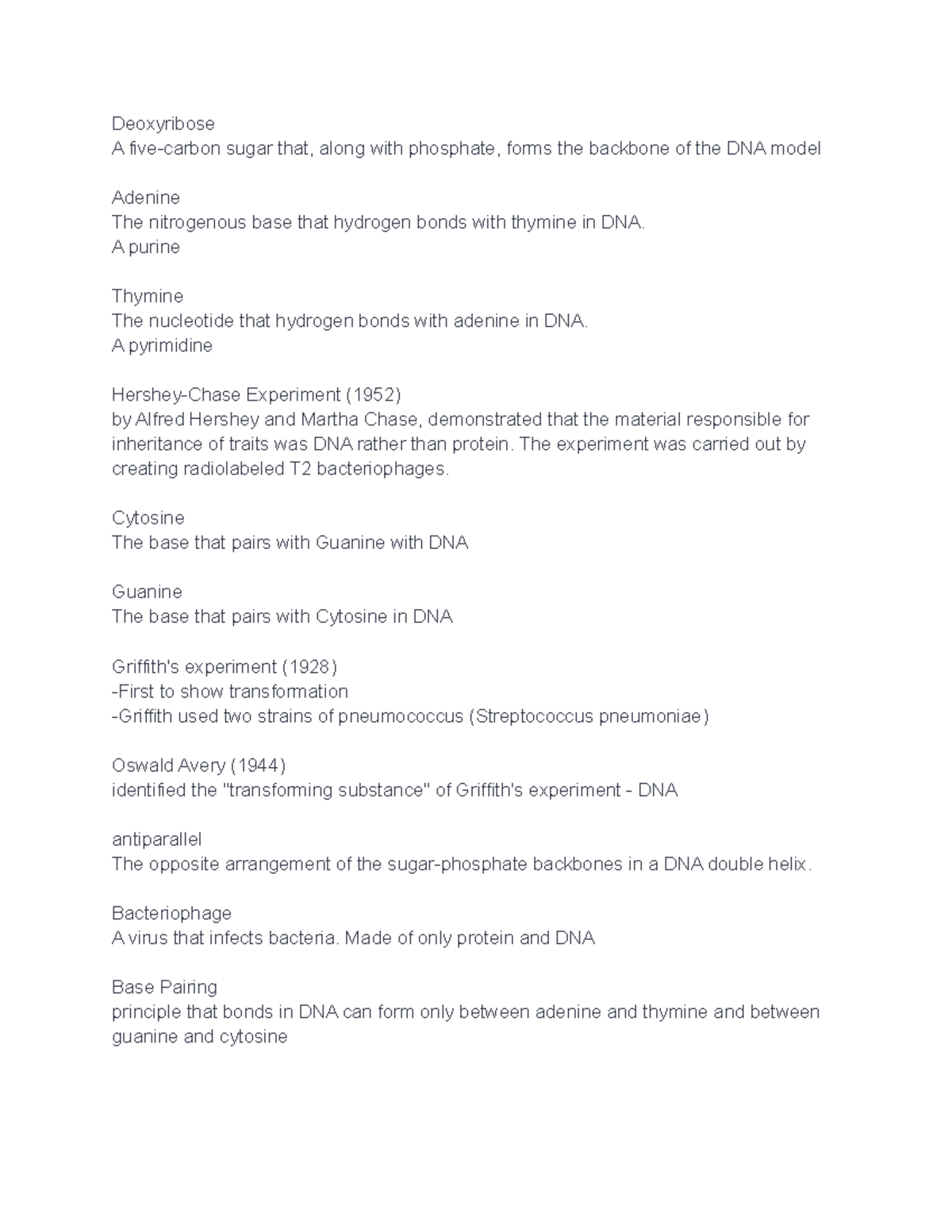Biology Chapter 13 - notes - Deoxyribose A five-carbon sugar that ...