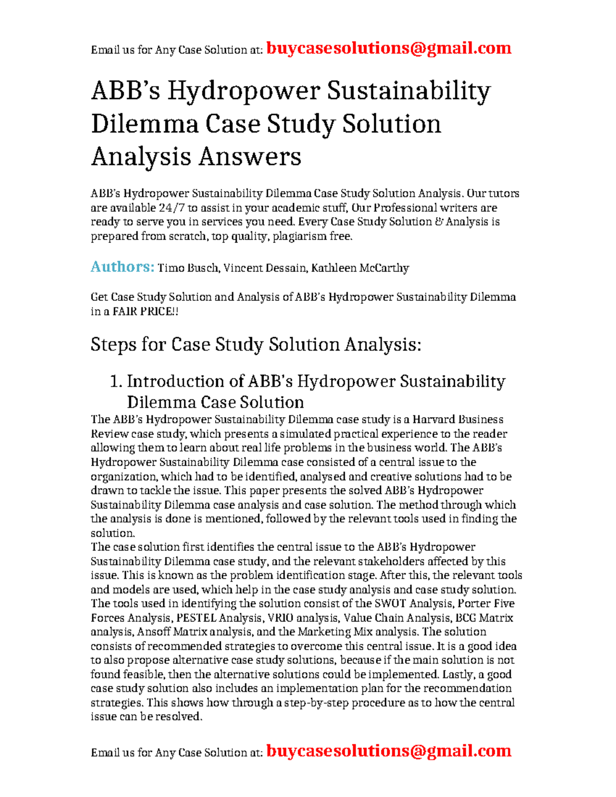Case Solution ABB's Hydropower Sustainability Dilemma - ABB’s ...