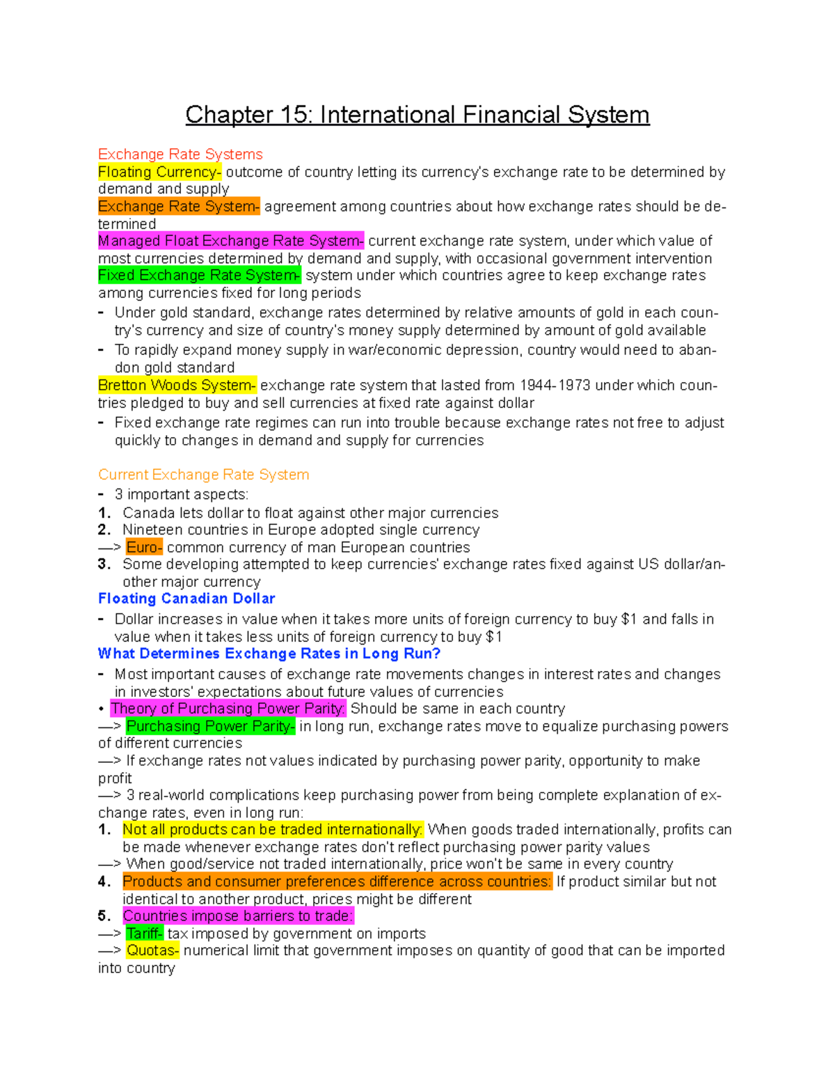Chapter 15- International Financial System - Chapter 15: International ...