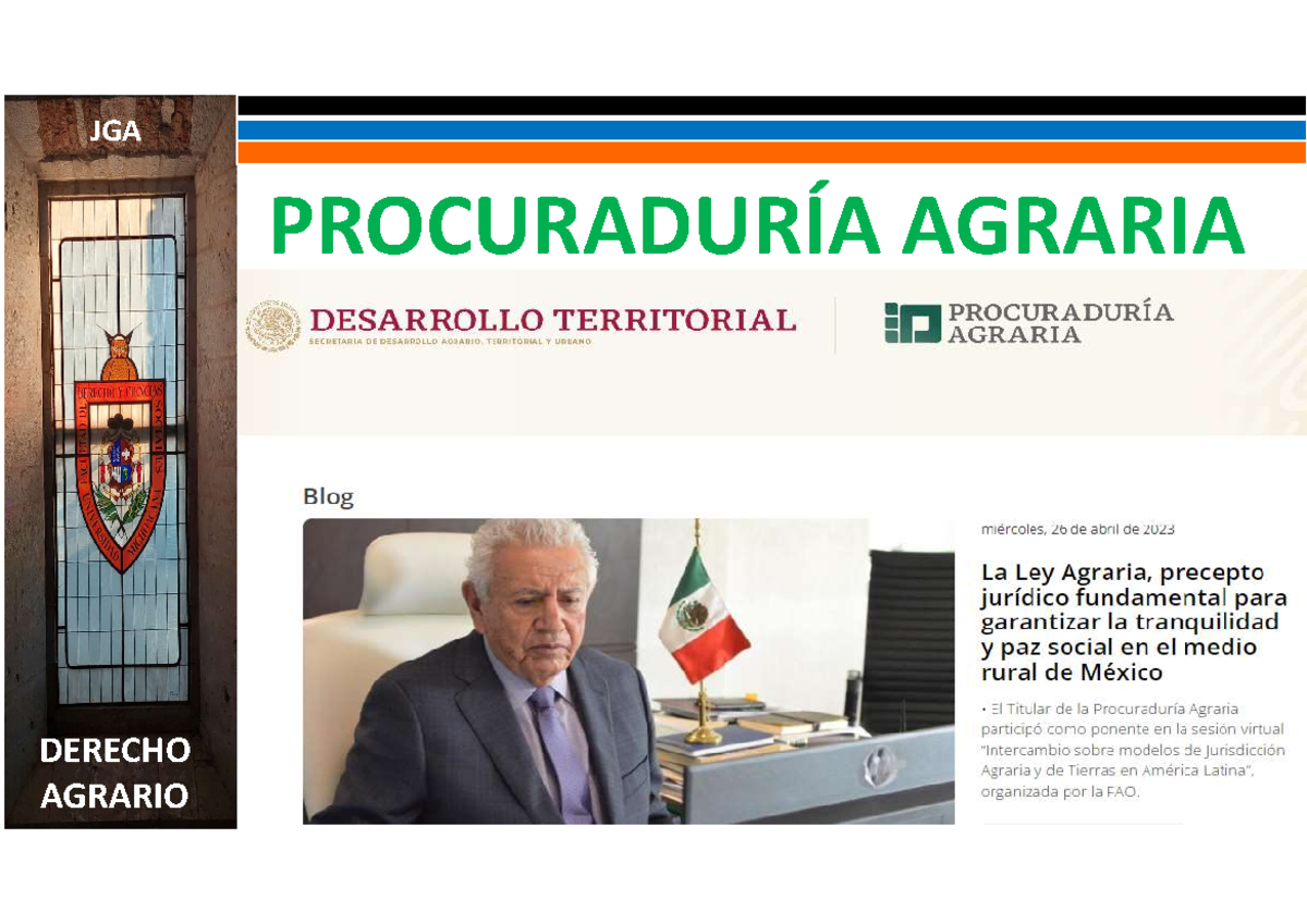 7. Procuraduría Agraria - DERECHO PROCURADURÍA AGRARIA DERECHO La ...