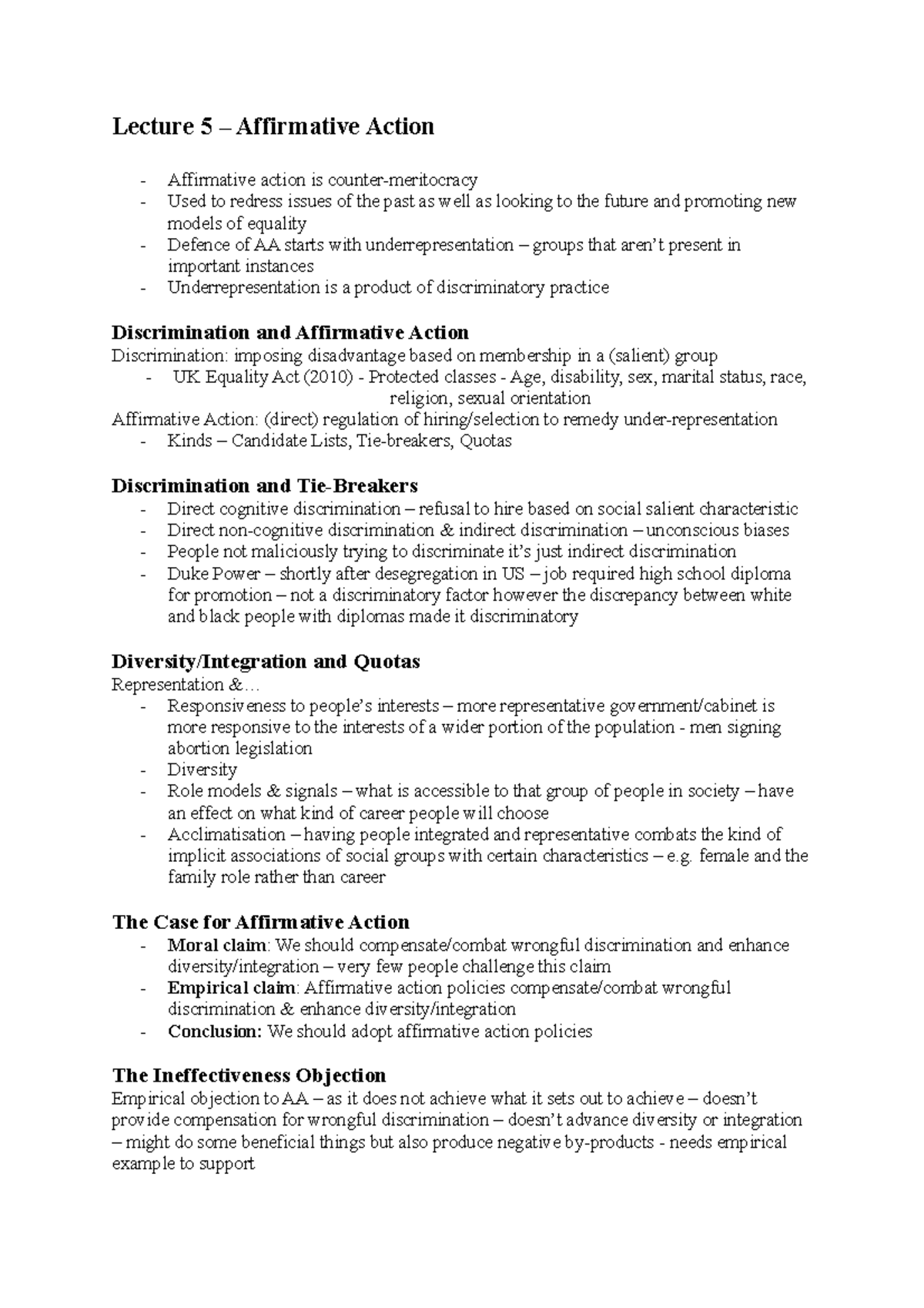 Lecture 5 - Affirmative Action - Lecture 5 – Affirmative Action ...