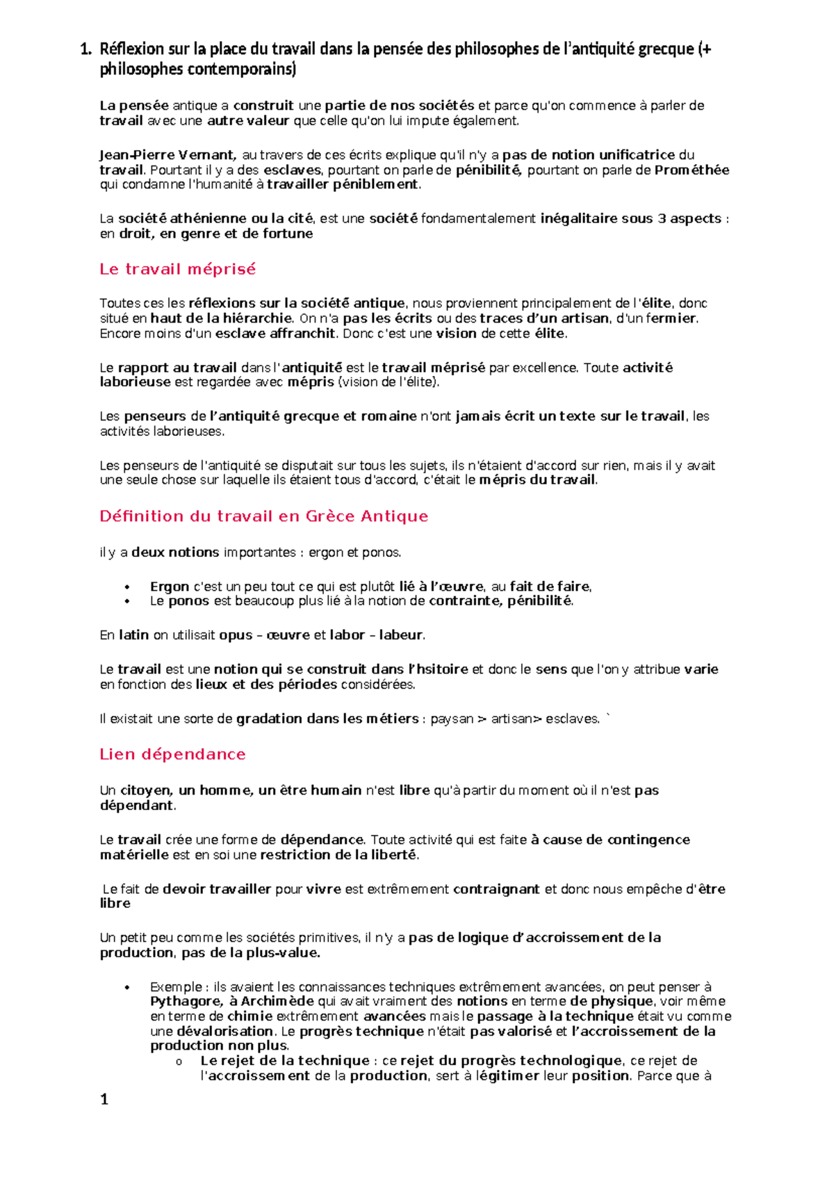 Histoire potentiel question d'examen - 1. Réflexion sur la place du ...