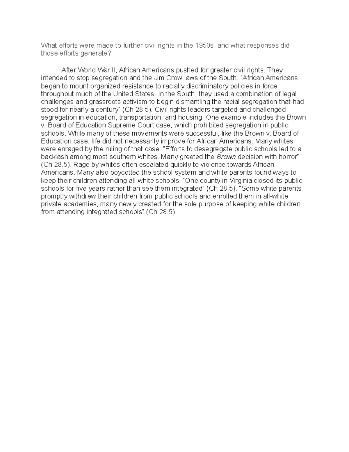 Ch 28 Essential Question - What efforts were made to further civil ...