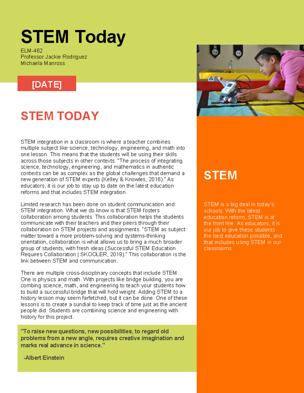 STEM Today newsletter - STEM Today ELM- Professor Jackie Rodriguez ...