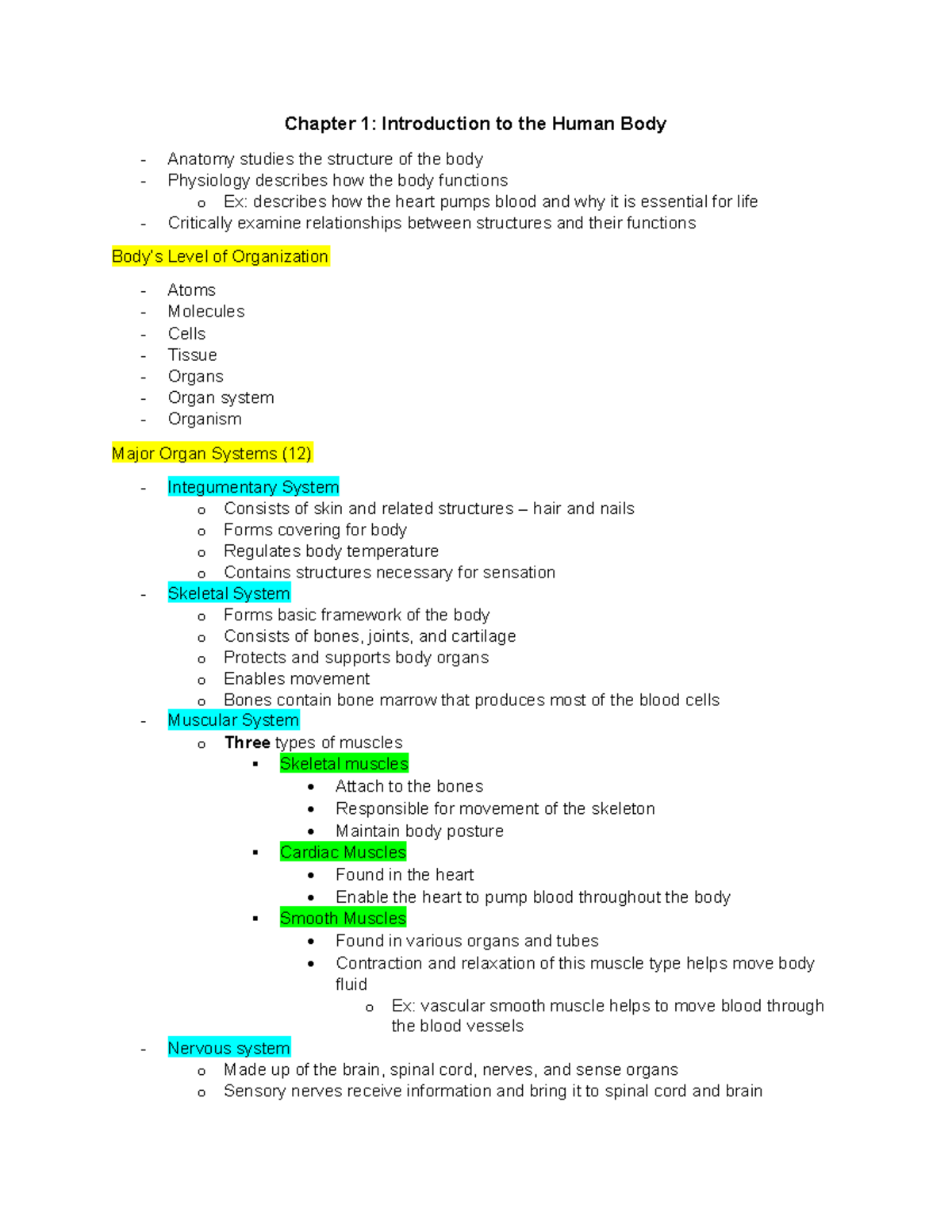 Chapter 1 - Introduction to the Human Body - Chapter 1: Introduction to ...
