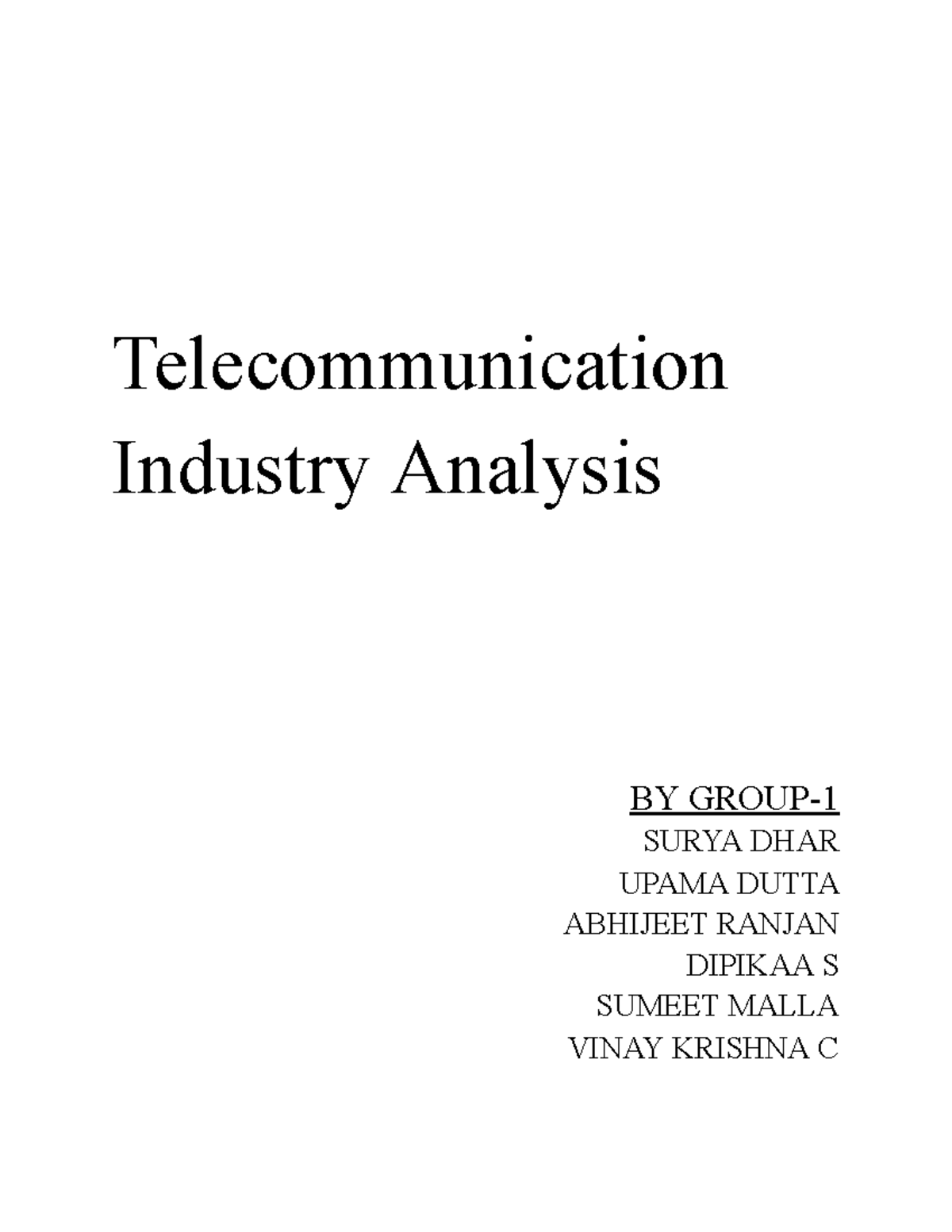 Telecom Industry Analysis - EABD Assignment - Telecommunication ...