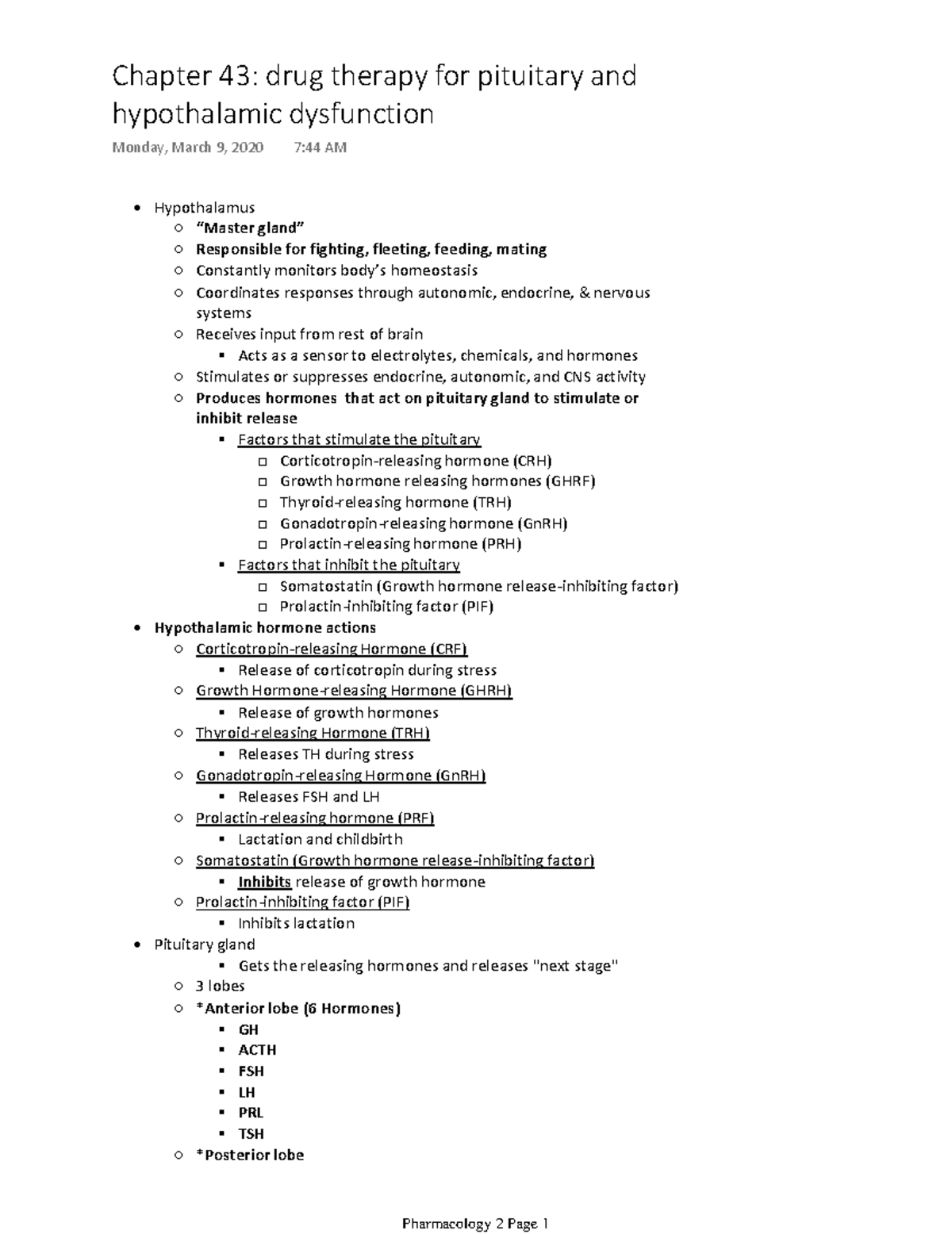 Chapter 43 drug therapy for pituitary and hypothalamic dysfunction ...