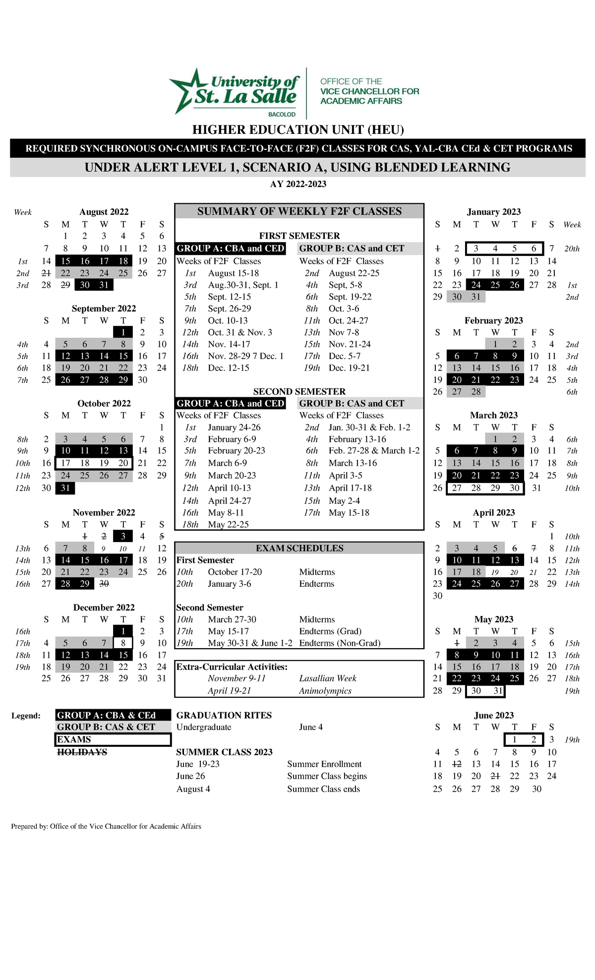 Updated HEU Required Synchronous On-Campus F2F Classes for CAS, CBA ...