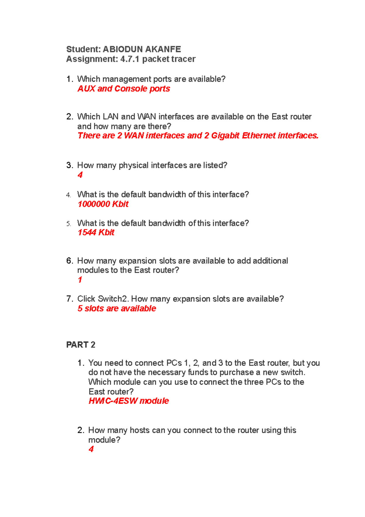 4.6.5 packet tracer assigment - Student: ABIODUN AKANFE Assignment: 4.7 ...