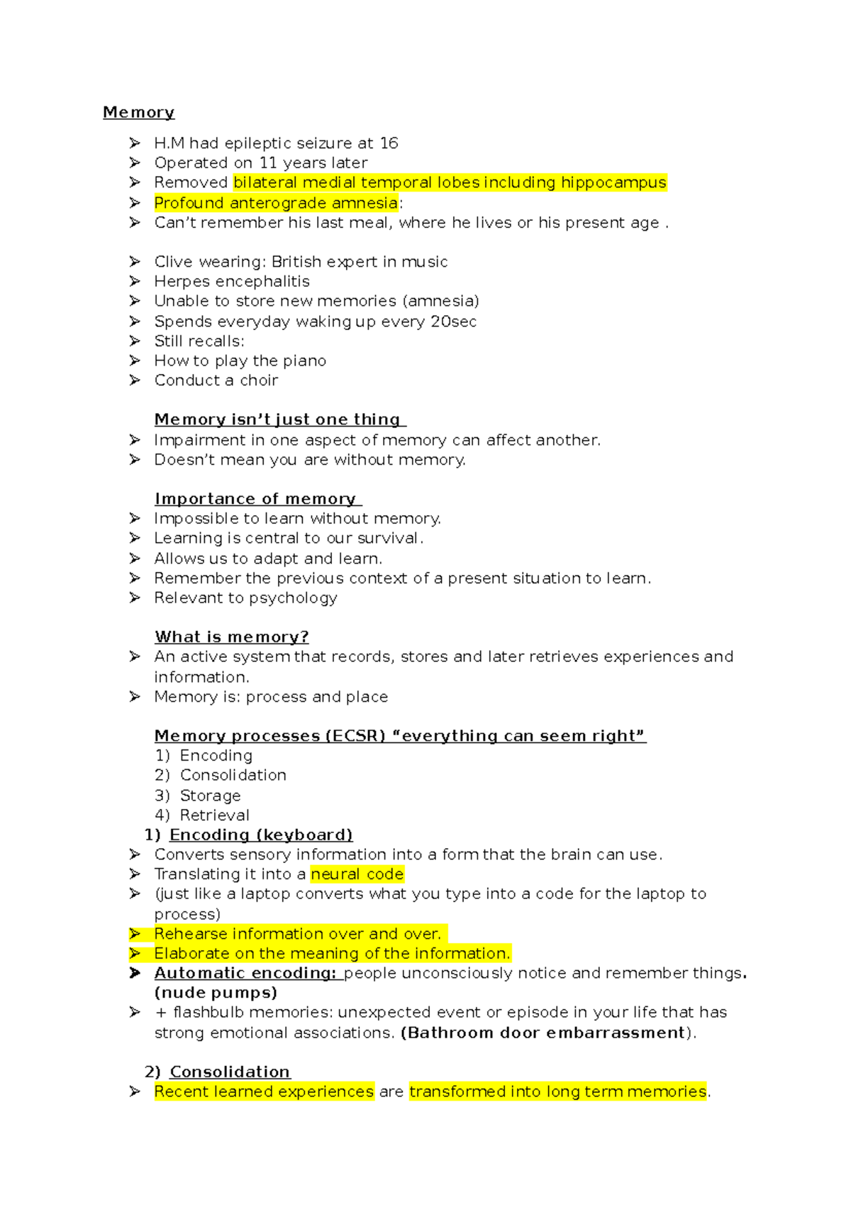 Memory - Memory H had epileptic seizure at 16 Operated on 11 years ...