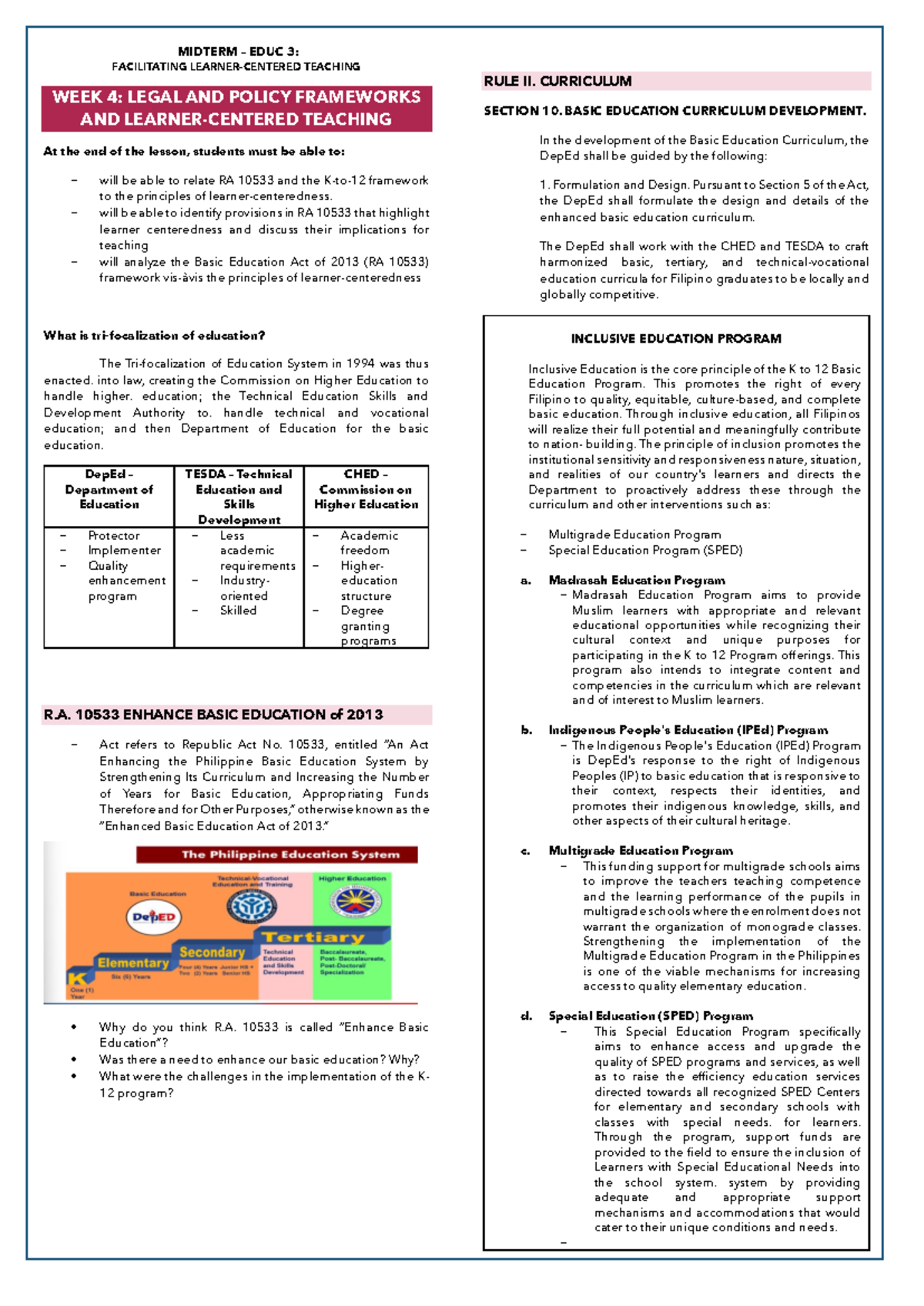 A B merged - sse 3 and lesson - MIDTERM – EDUC 3: FACILITATING LEARNER ...