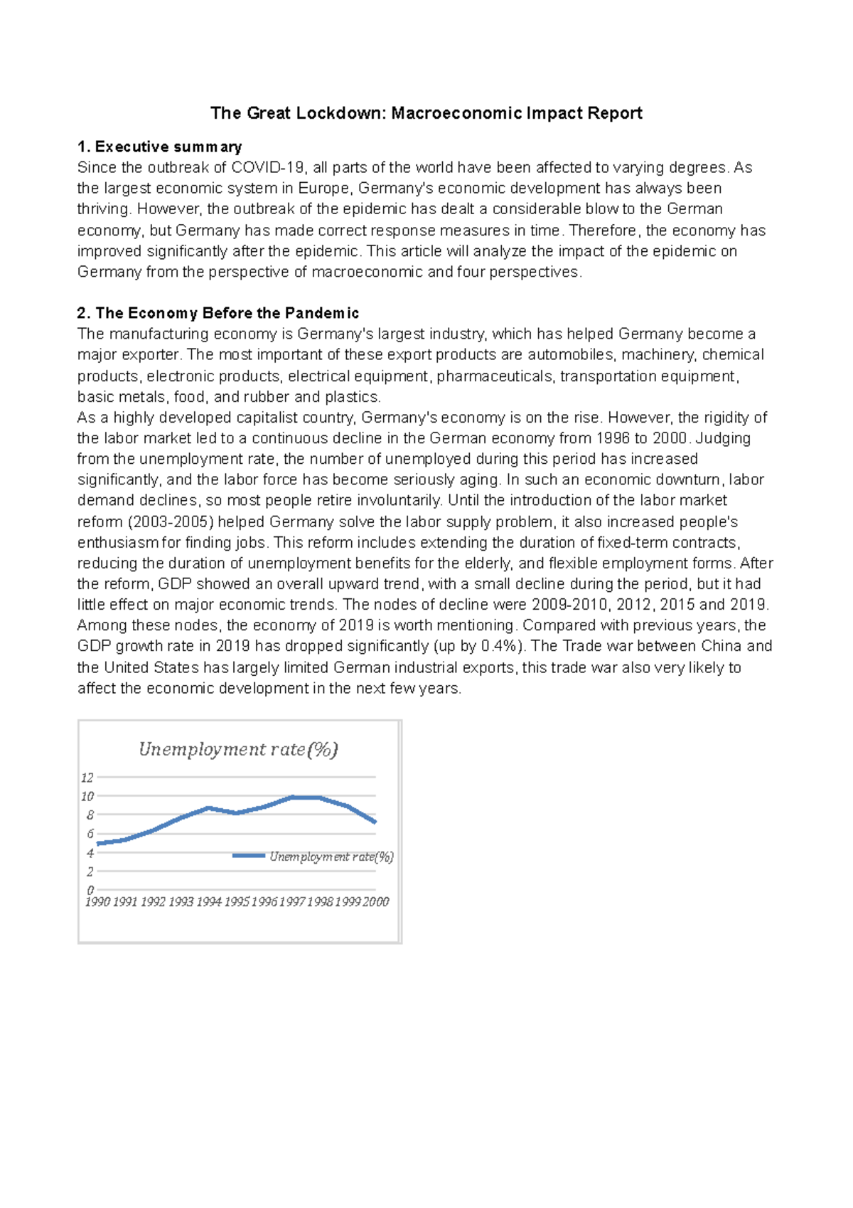 ECON1020 Impact Report Template 13 July 2020 - The Great Lockdown ...