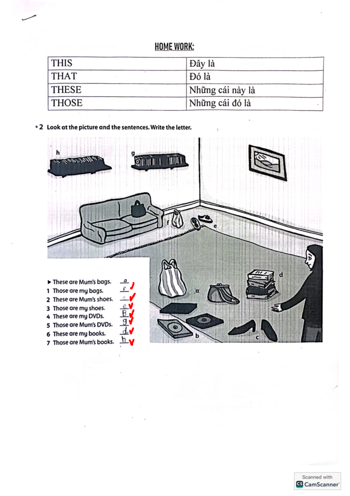 Chữa Homework day 10 - okay - HOME WORK: THIS Dây là THAT Dó là THESE ...