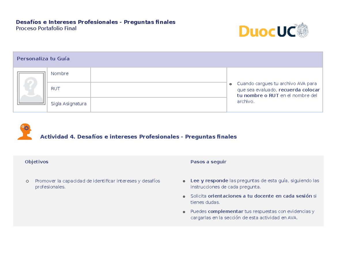 4. Desafíos e Intereses Profesionales APPF Final - Desafíos e Intereses ...