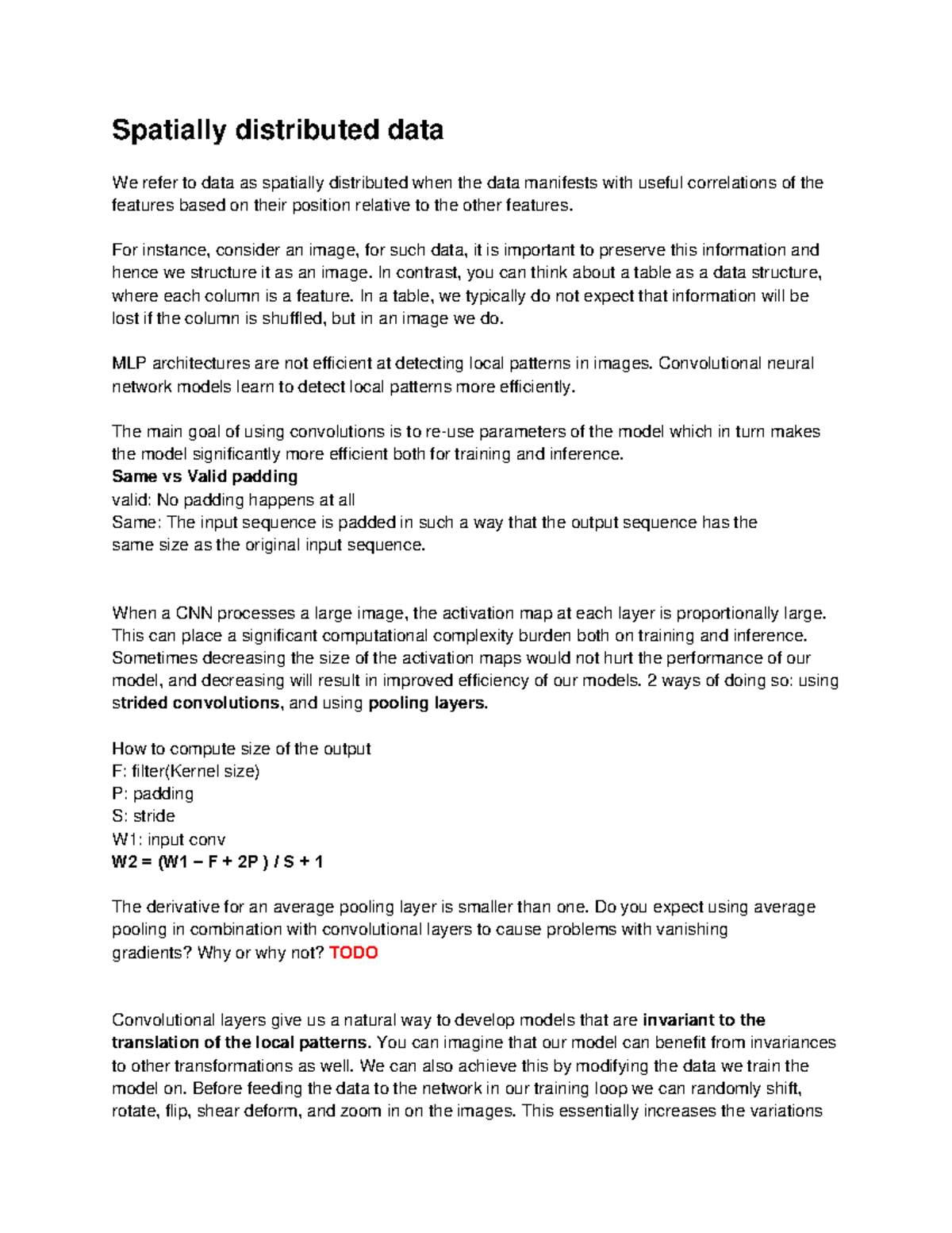 Deep Learning Notes 3 Spatially Distributed Data We Refer To Data As Spatially Distributed