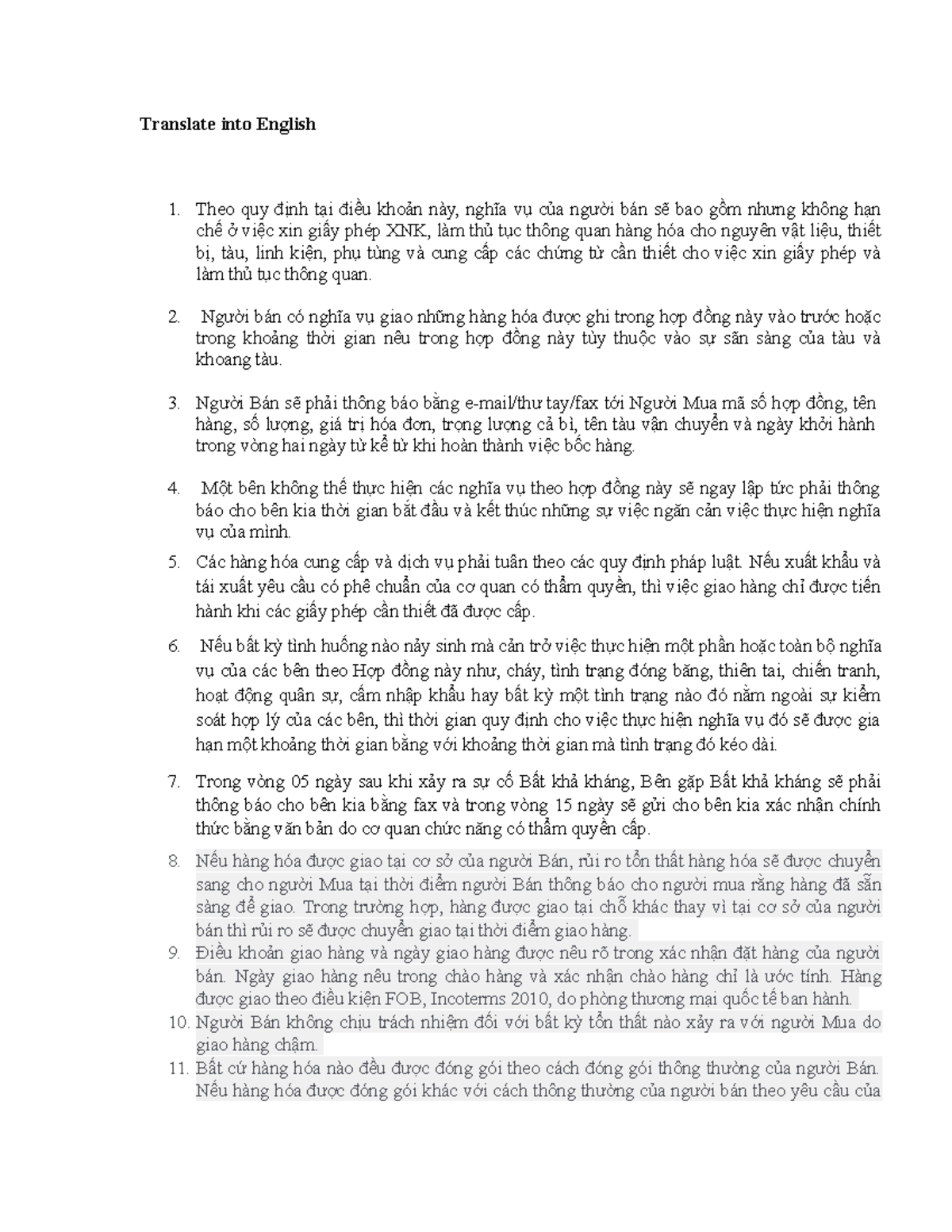 Chapter 1- V -E Translation Exercise - to sts - Translate into English Theo quy định tại điều ...