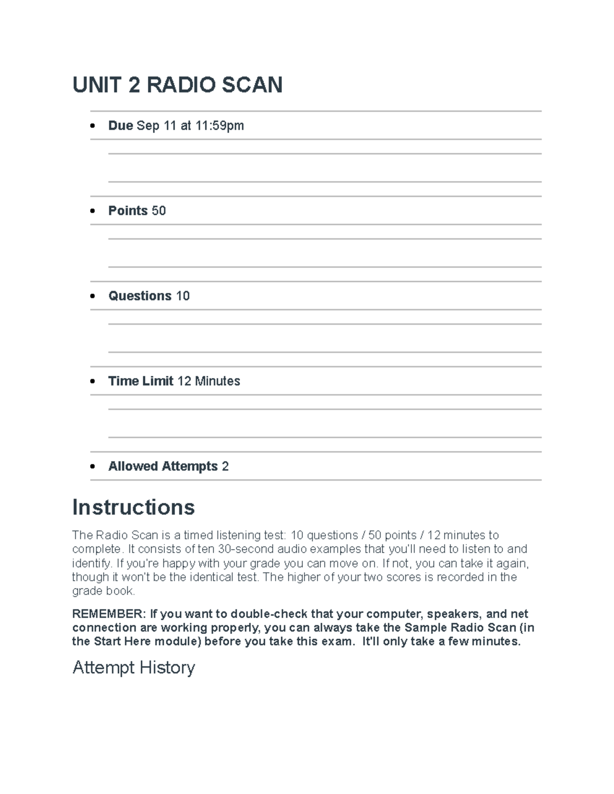 Unit 2 radio scan - UNIT 2 RADIO SCAN Due Sep 11 at 11:59pm Points 50 ...