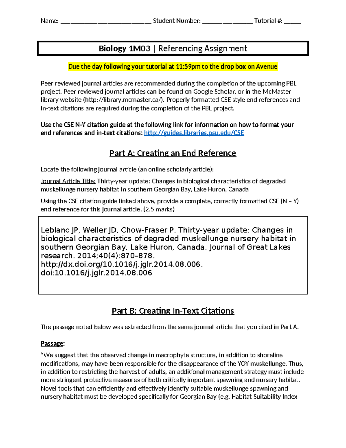 Tutorial 1 Assignment - Referencing - S24 - Name ... Tutorial 1 Assignment - Referencing - S24 - Name ...