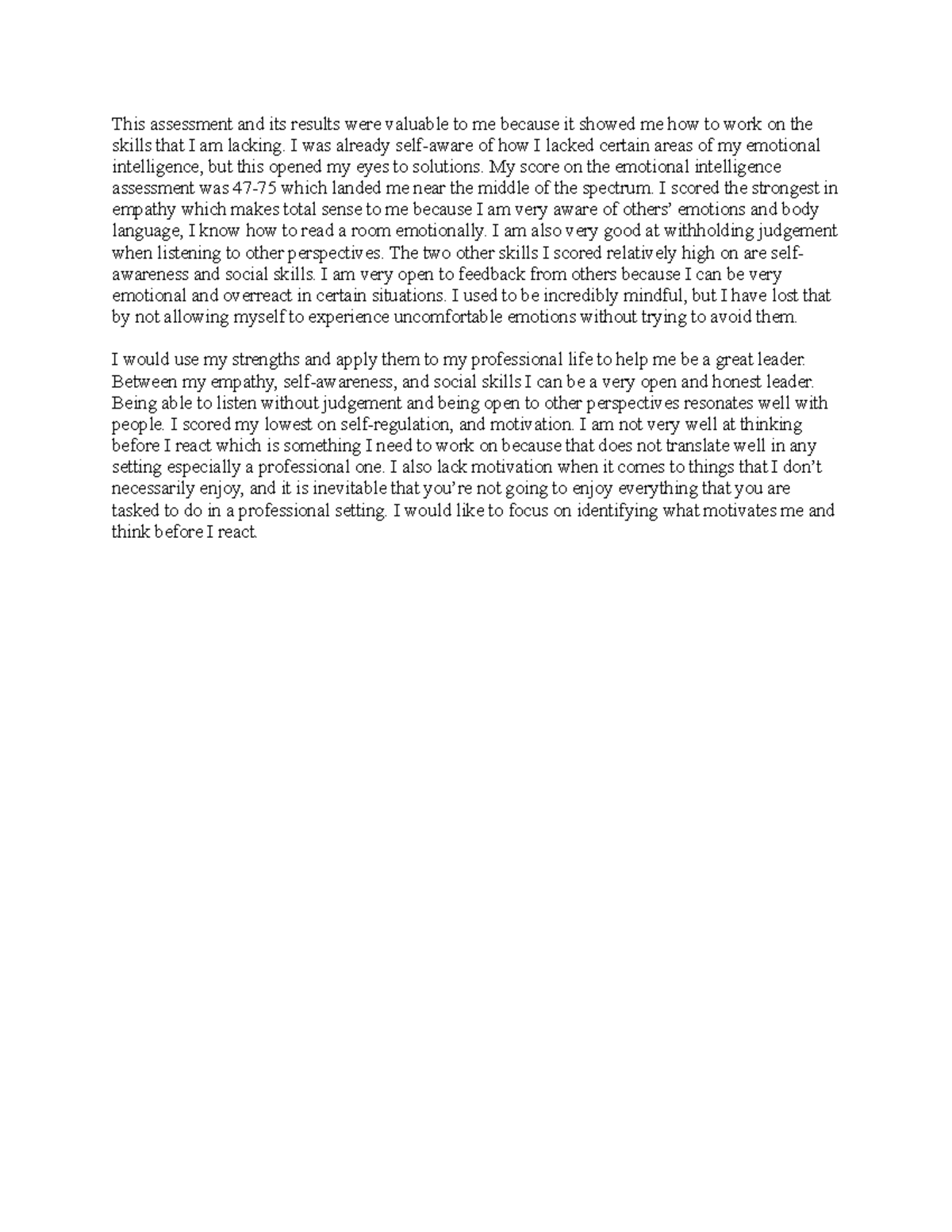 Module 5 Discussion - This assessment and its results were valuable to ...