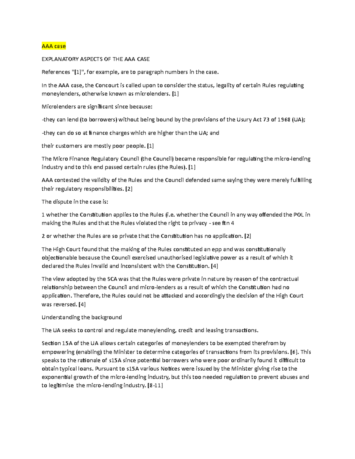 AAA case information in relation to Admin action - AAA case EXPLANATORY ...