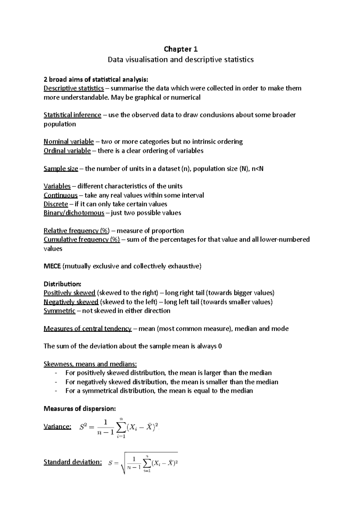 Notes on Chapter 1 content - Chapter 1 Data visualisation and ...