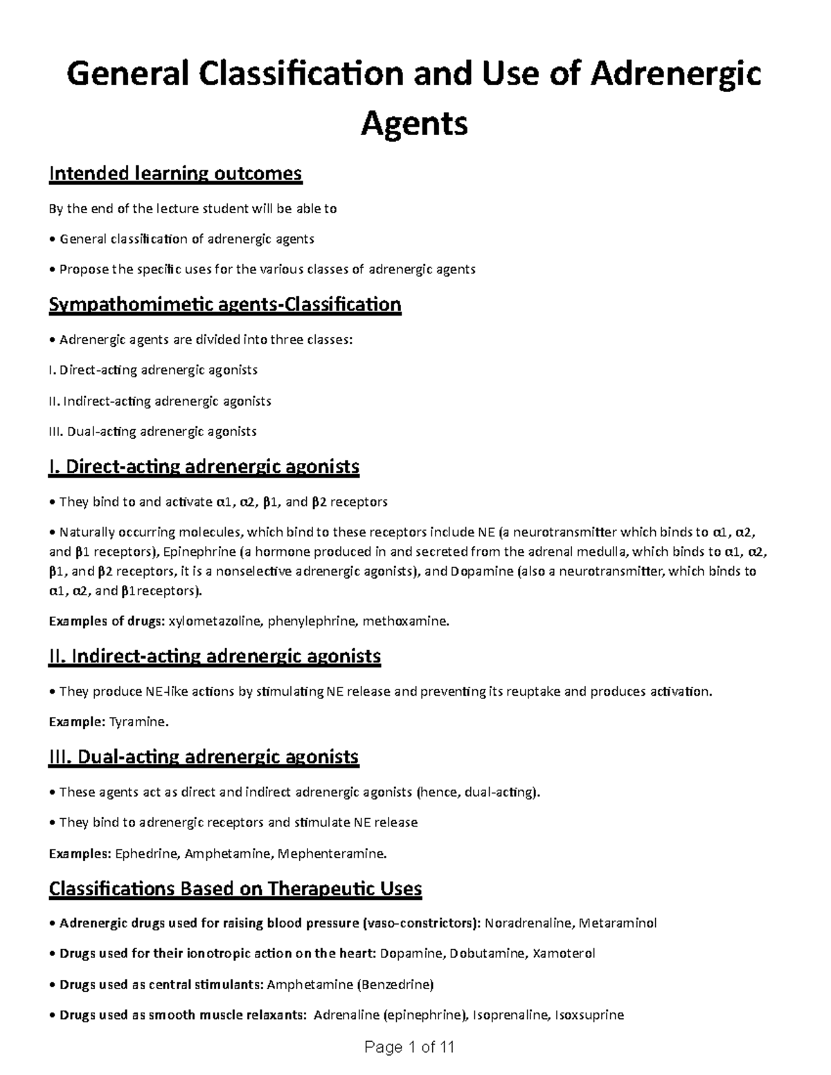 Chapter - 23 Classification and Use of Adrenergic Agents - Page 1 of 11 ...