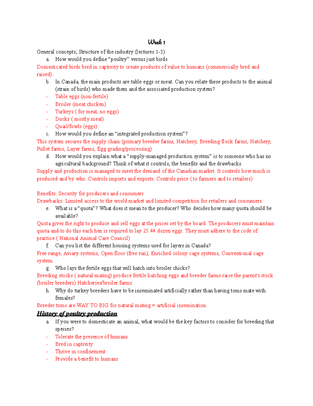 Agriculture Aggie EXAM Review - Wee 1 General concepts; Structure of ...
