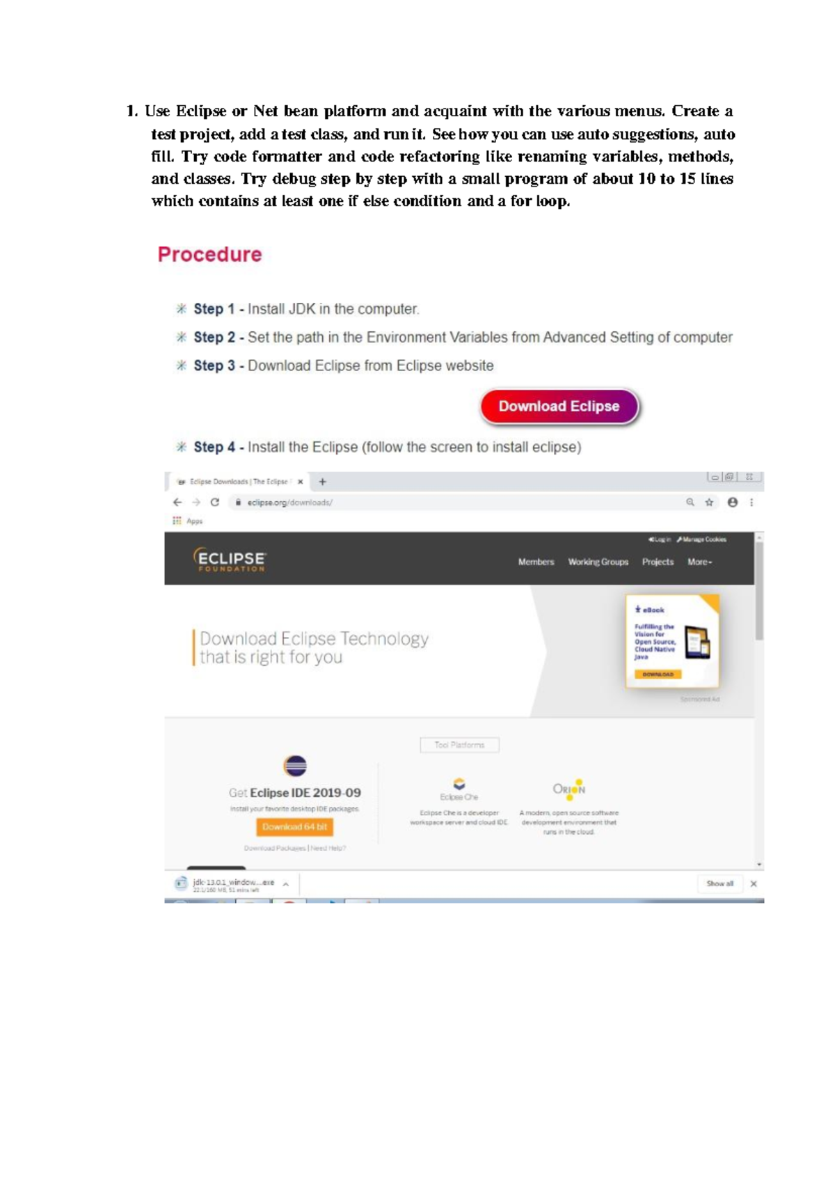 JAVA LAB Manual 1-15 Programs (1)-1 - 1. Use Eclipse or Net bean platform and acquaint with the ...