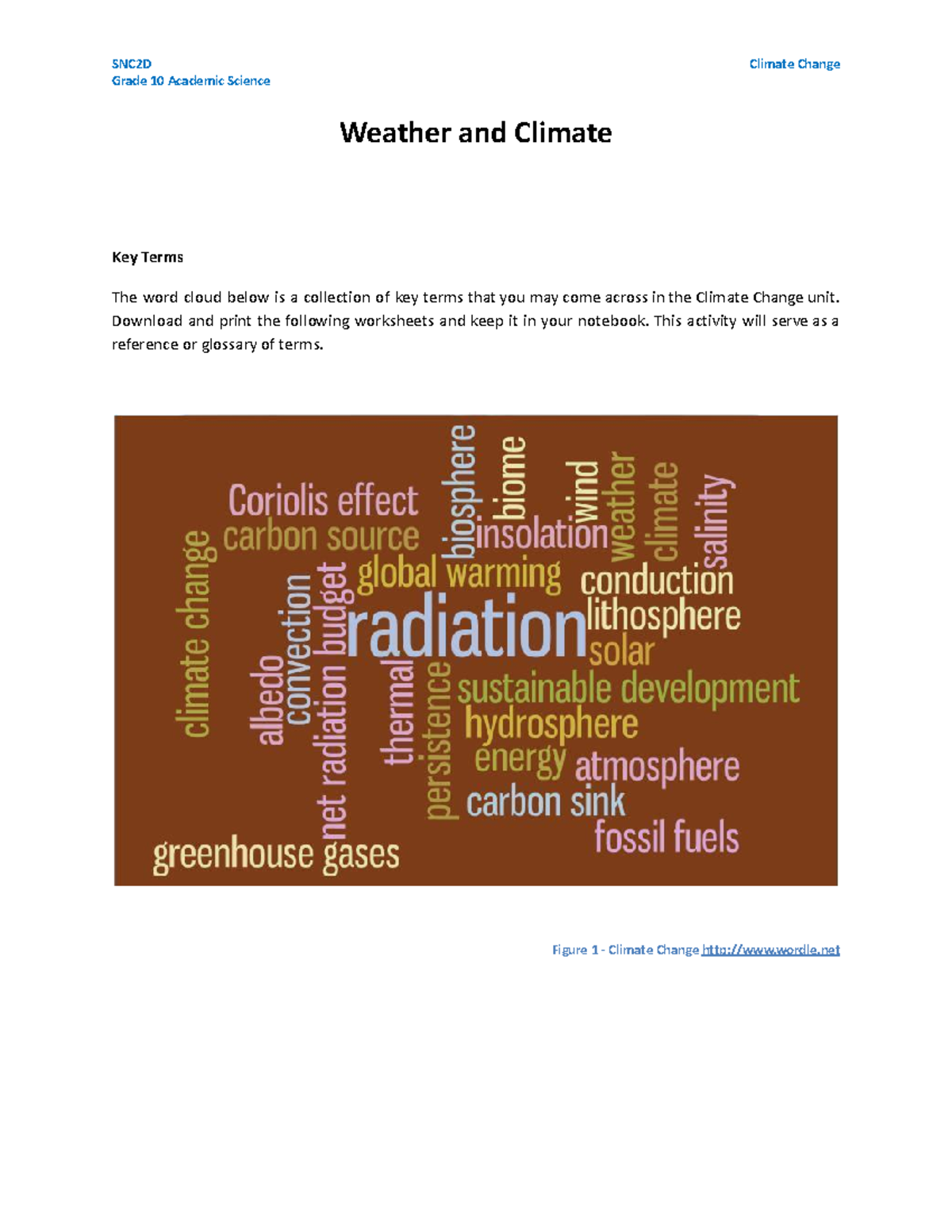Climate Change Wordle - Copy - Grade 10 Academic Science Weather and ...