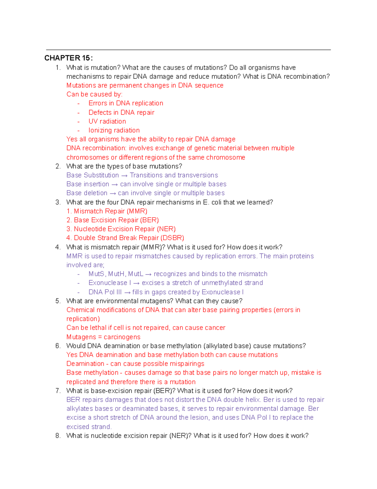 CMB 311 Lectures 15-19 - Google Docs - CHAPTER 15: What is mutation ...