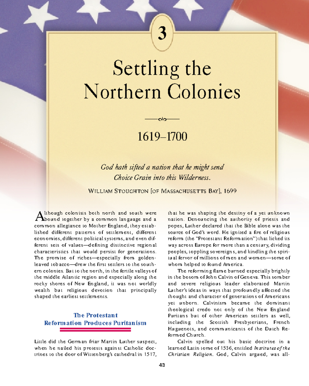 Hi - Just some textbook - 3 Settling the Northern Colonies 1619– God ...