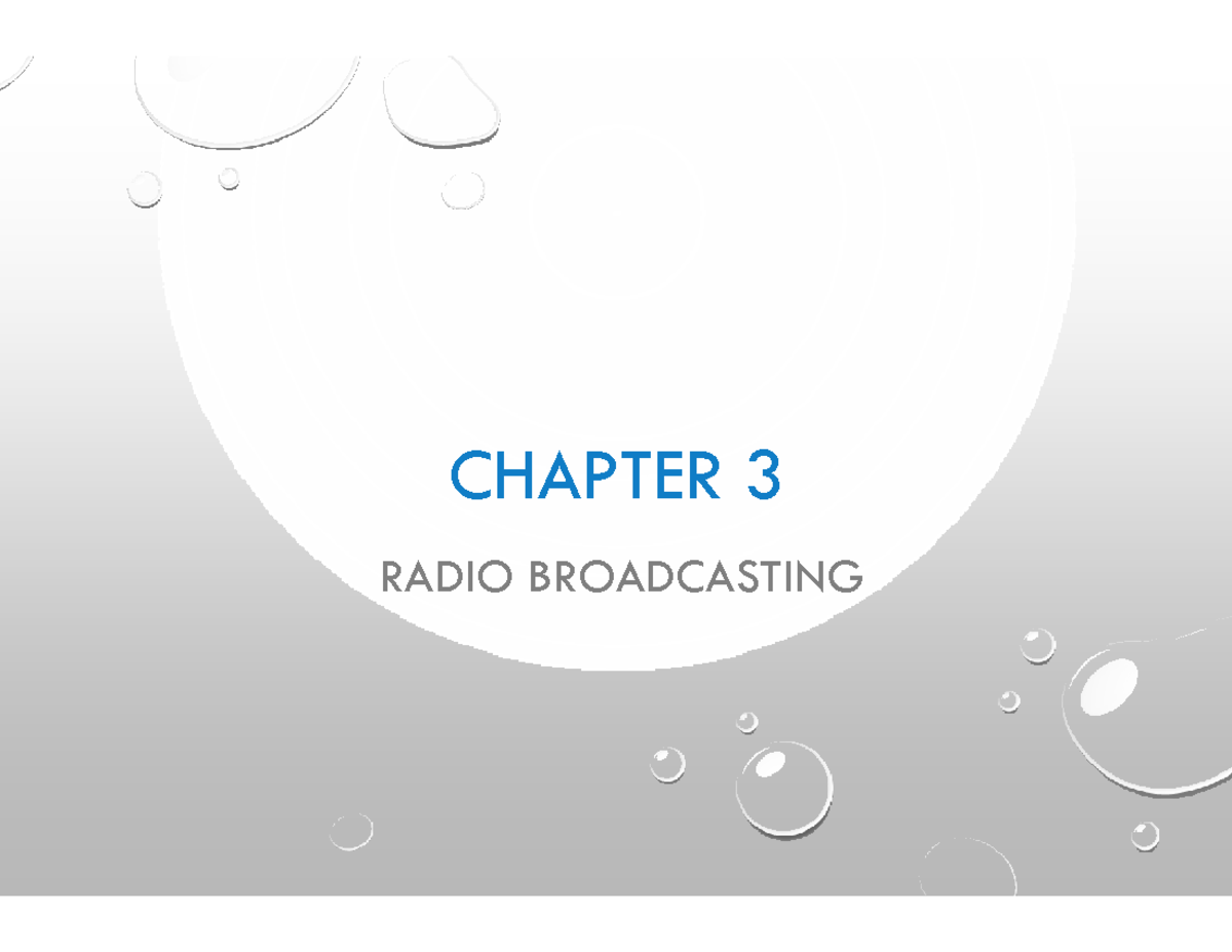Lect5 - CHAPTCHAPT RADIO BROA APTER APTER 33 OADCASTING 3.4 AM RADIO ...