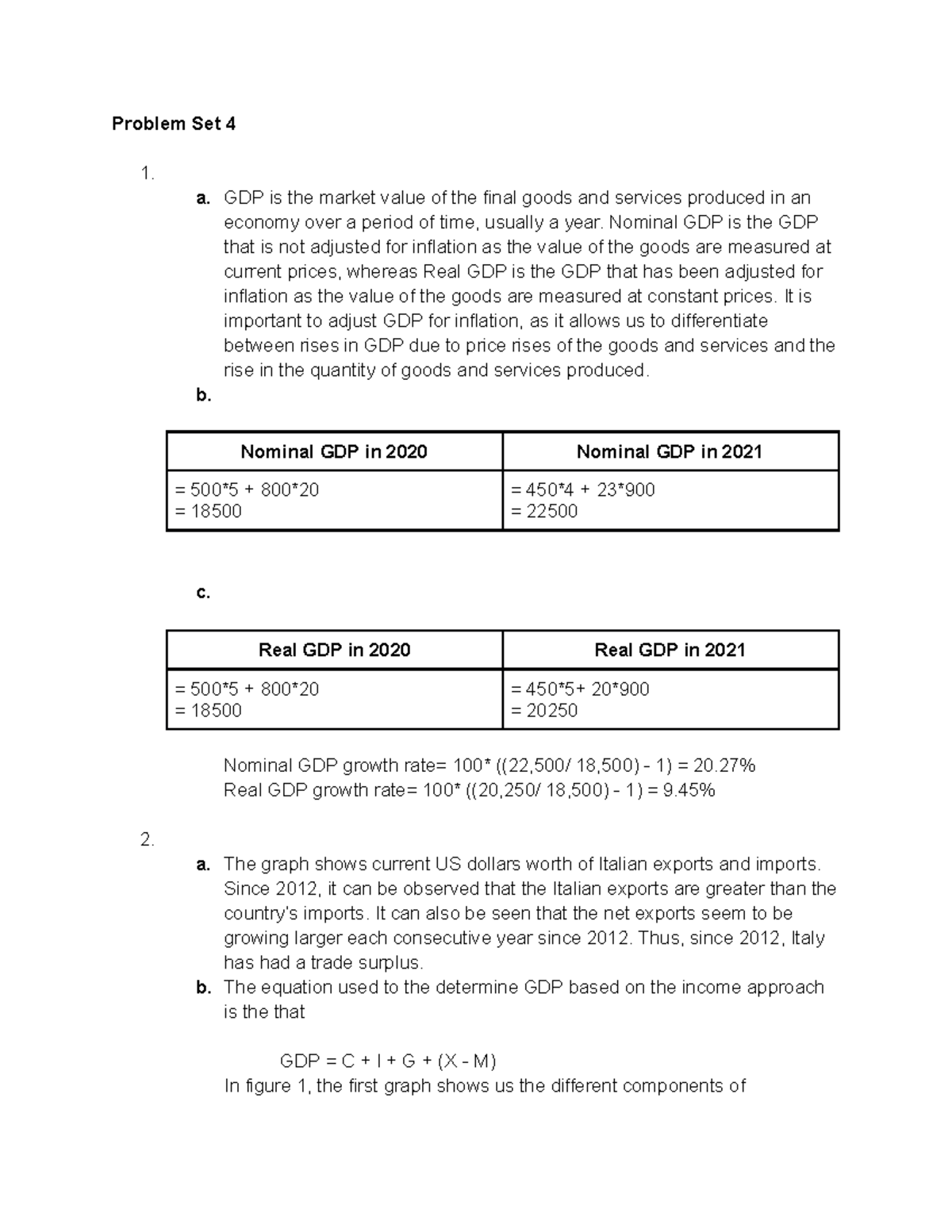 Problem Set 4 - Assignment with answers 4 - Problem Set 4 a. GDP is the ...