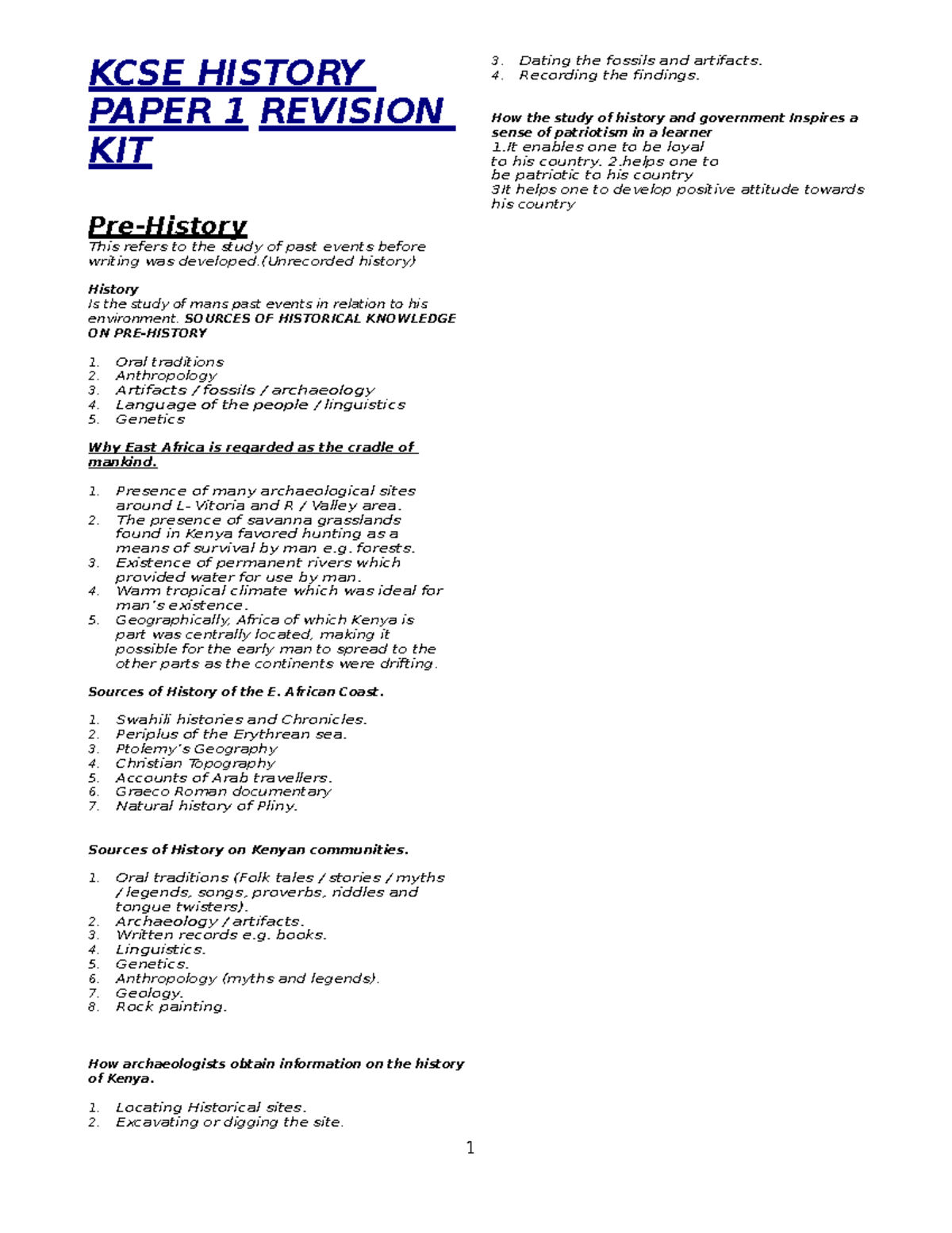 KCSE History Paper 1 Topical Revision Questions and Answers - KCSE ...