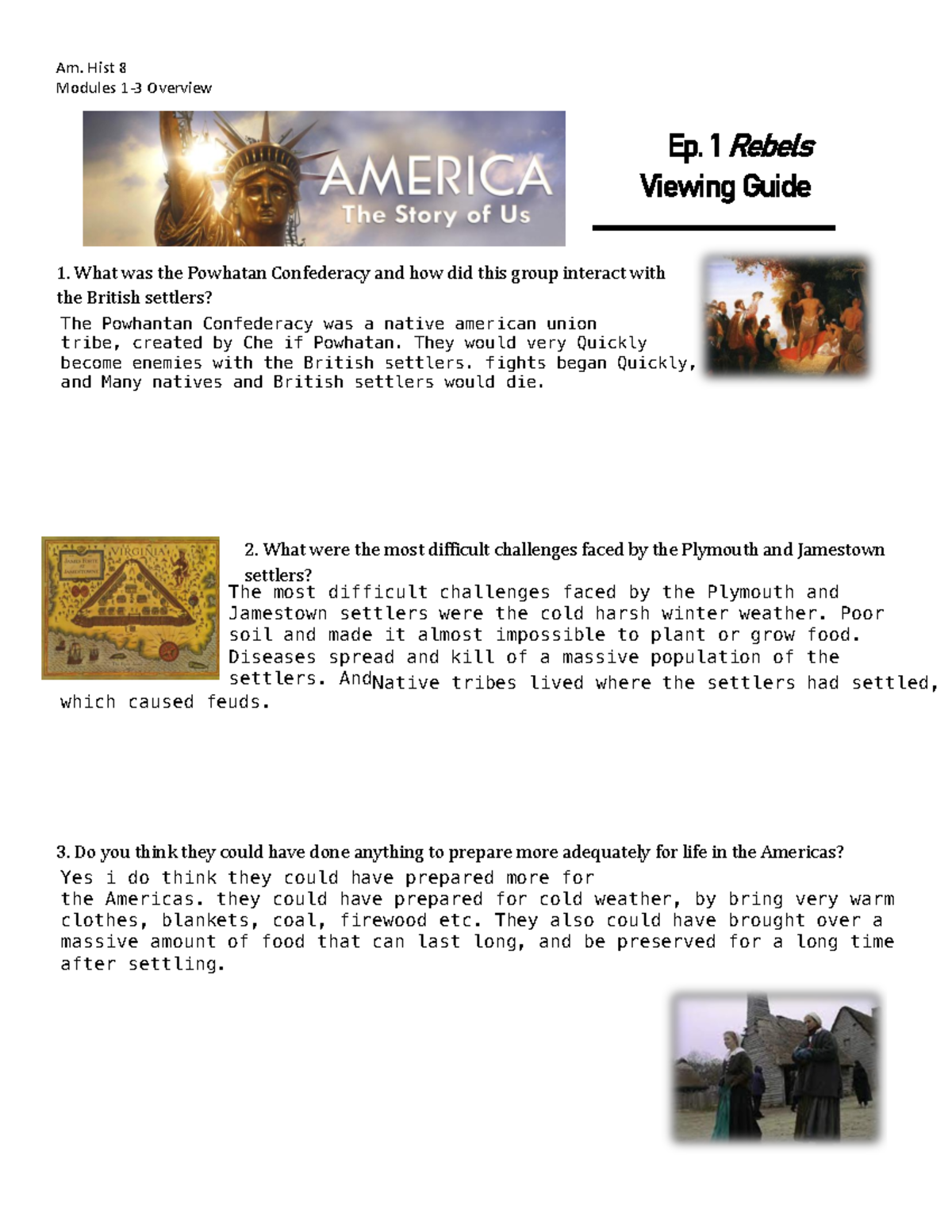 America Story of Us Ep1 Rebels - Am. Hist 8 Modules 1-3 Overview 1 ...