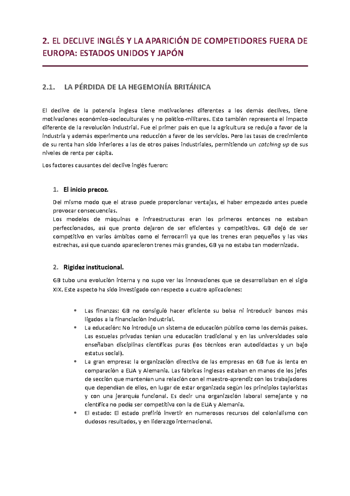 TEMA 2. hist. economica - 2. EL DECLIVE INGLÉS Y LA APARICIÓN DE ...