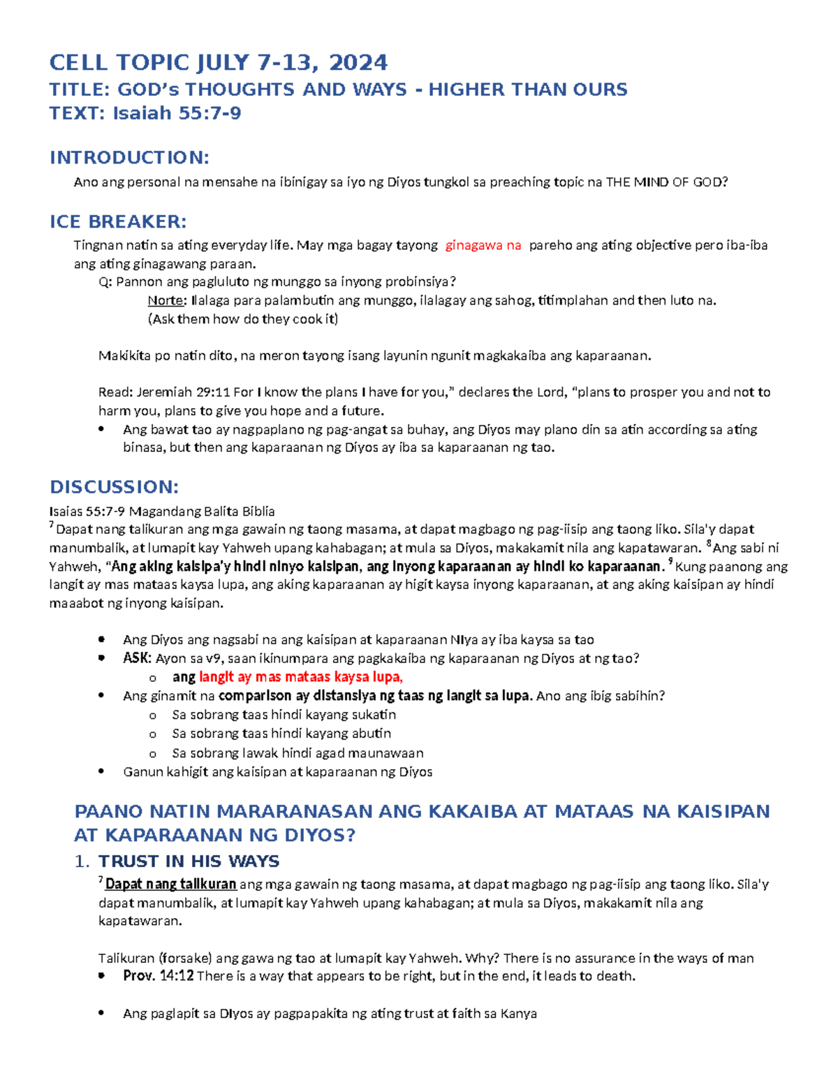 CELL- Topic-JULY-7-13-2024 1 - CELL TOPIC JULY 7-13, 2024 TITLE: GOD’s ...