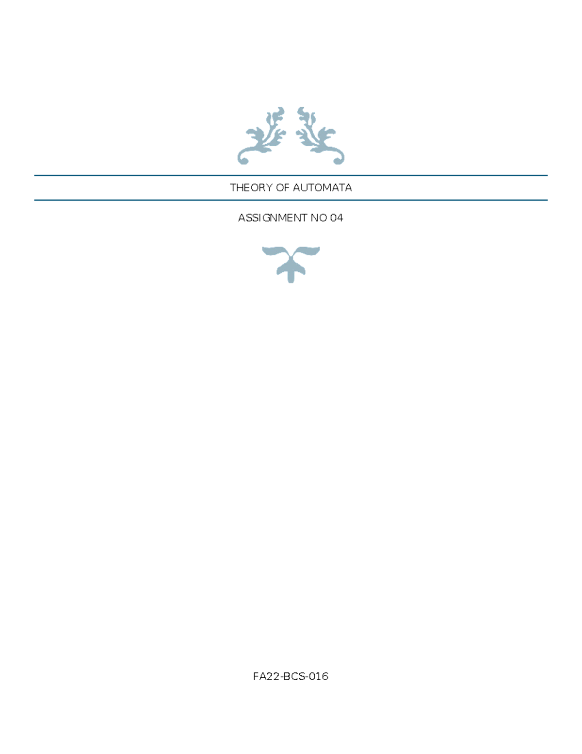 Theory Of Automata Assignment No 04 Ars Theory Of Automata Assignment No 04 Fa22 Bcs