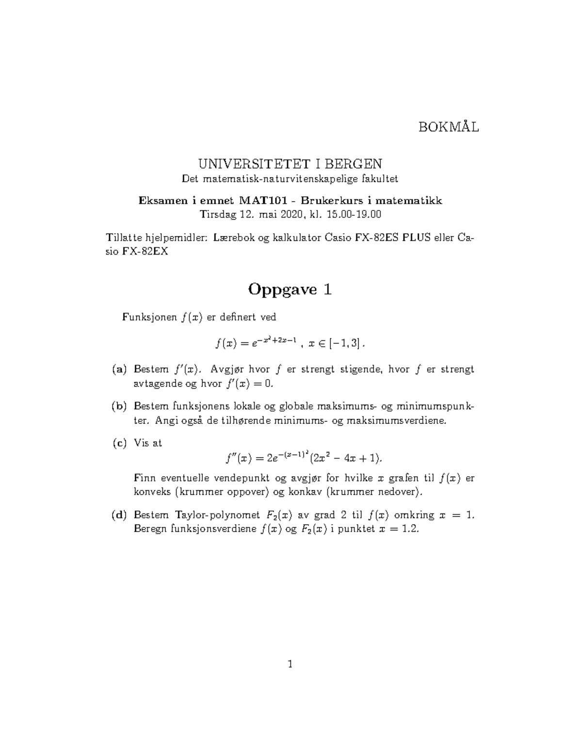 V2020 - BOKM ̊AL UNIVERSITETET I BERGEN Det matematisk ...