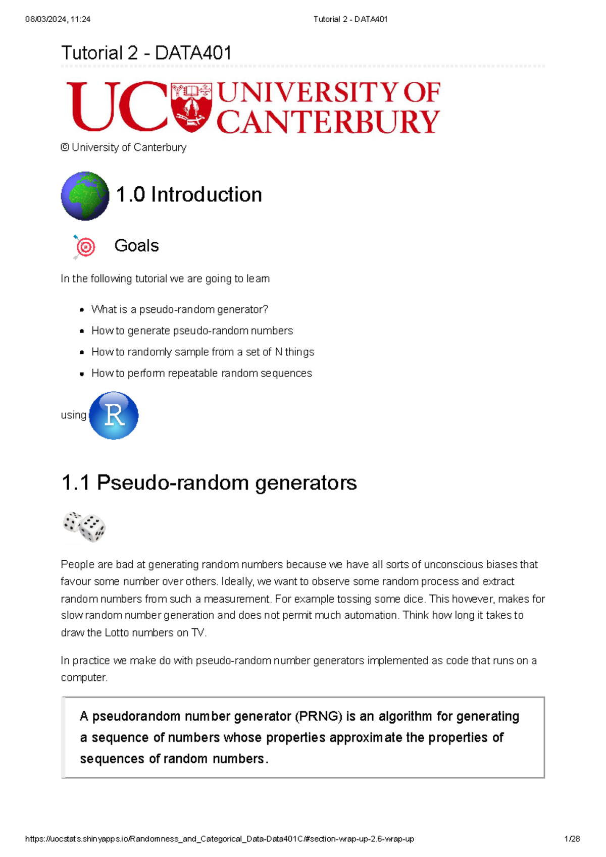 Tutorial 2 - DATA401 - Tutorial 2 - DATA © University of Canterbury 1 ...