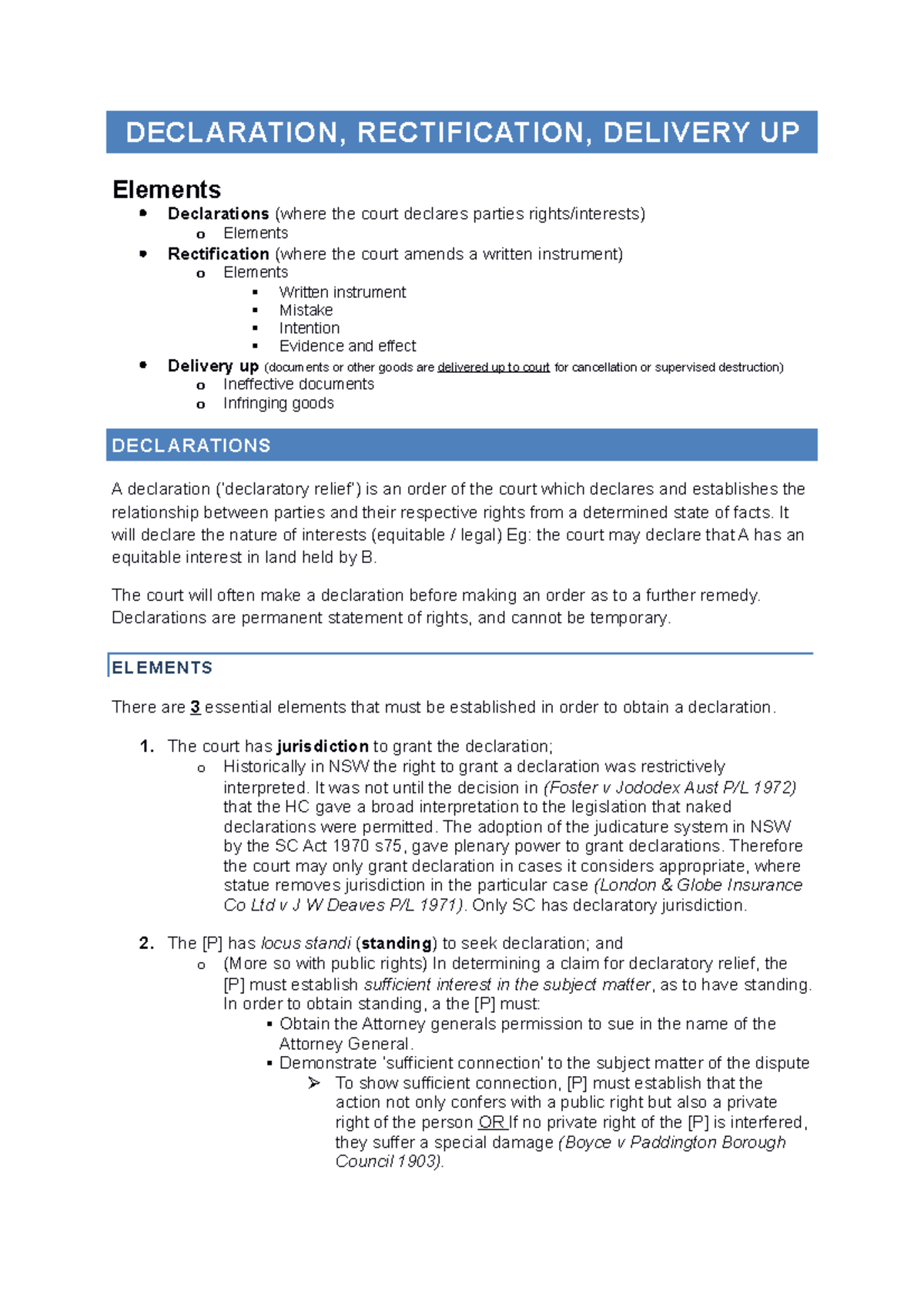 Declarations, Rectification, Delivery up - DECLARATION, RECTIFICATION ...
