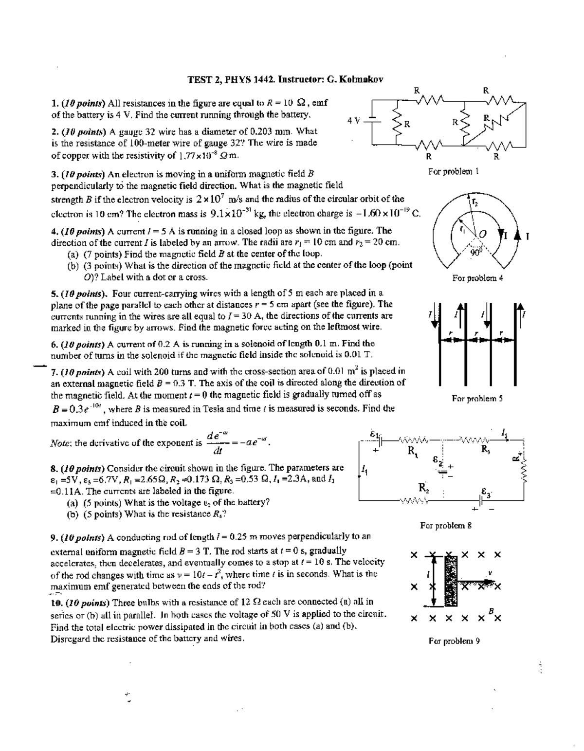 Phys 1442 test2 review with solution - PHYS 1442 - Studocu