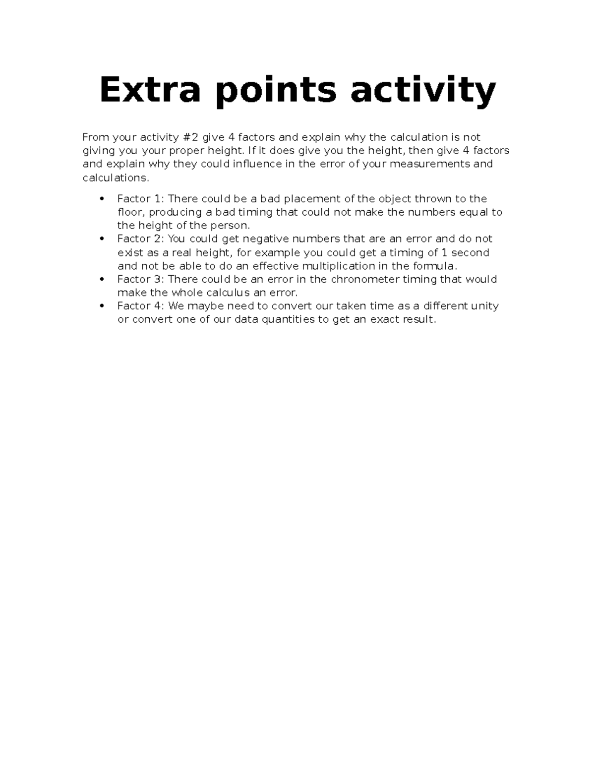 Extra points activity Diana Gómez - Extra points activity From your ...