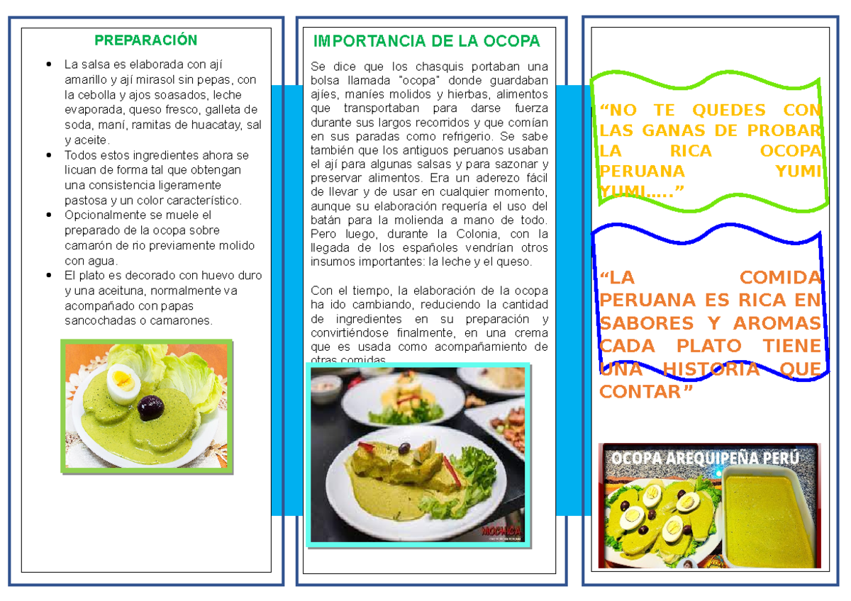 Doc1- triptico - Es de gran ayuda - PREPARACIÓN La salsa es elaborada con ají amarillo y ají ...
