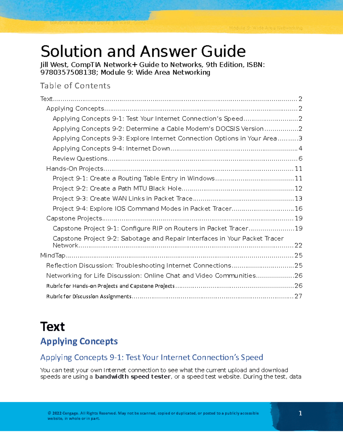 Netplus 9e Mod09solutions - Module 9: Wide Area Networking Solution and ...